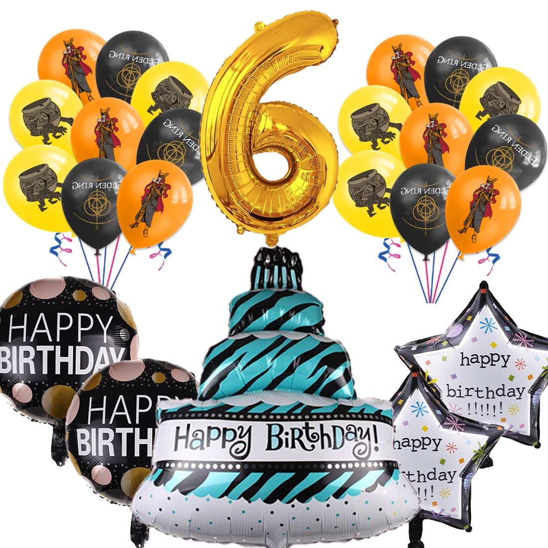 Elden Ring Balloons Party Supplies 6th Big Number Decorations Decor Kit ...