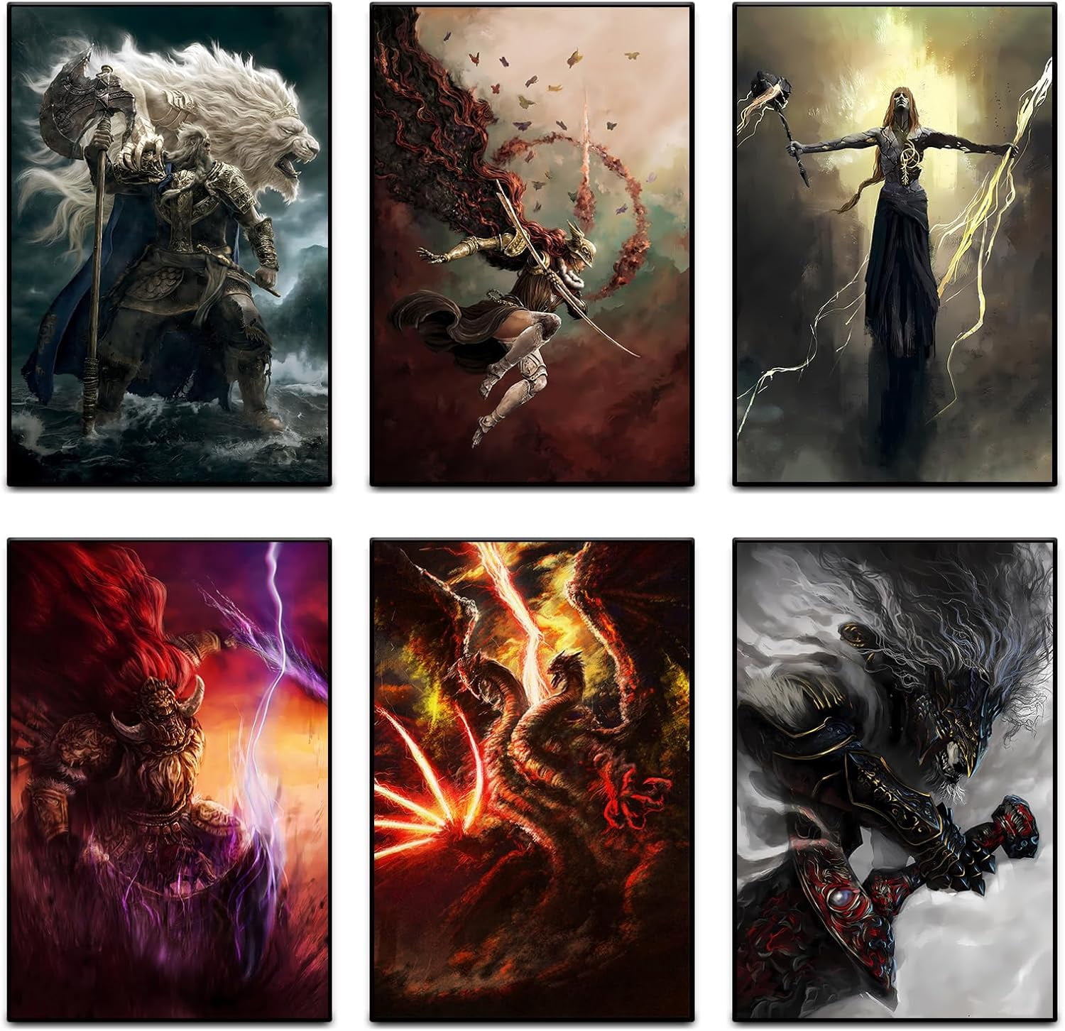 Elden Ring Canvas Posters (Set of 6), Malenia, Radagon and Godfrey ...