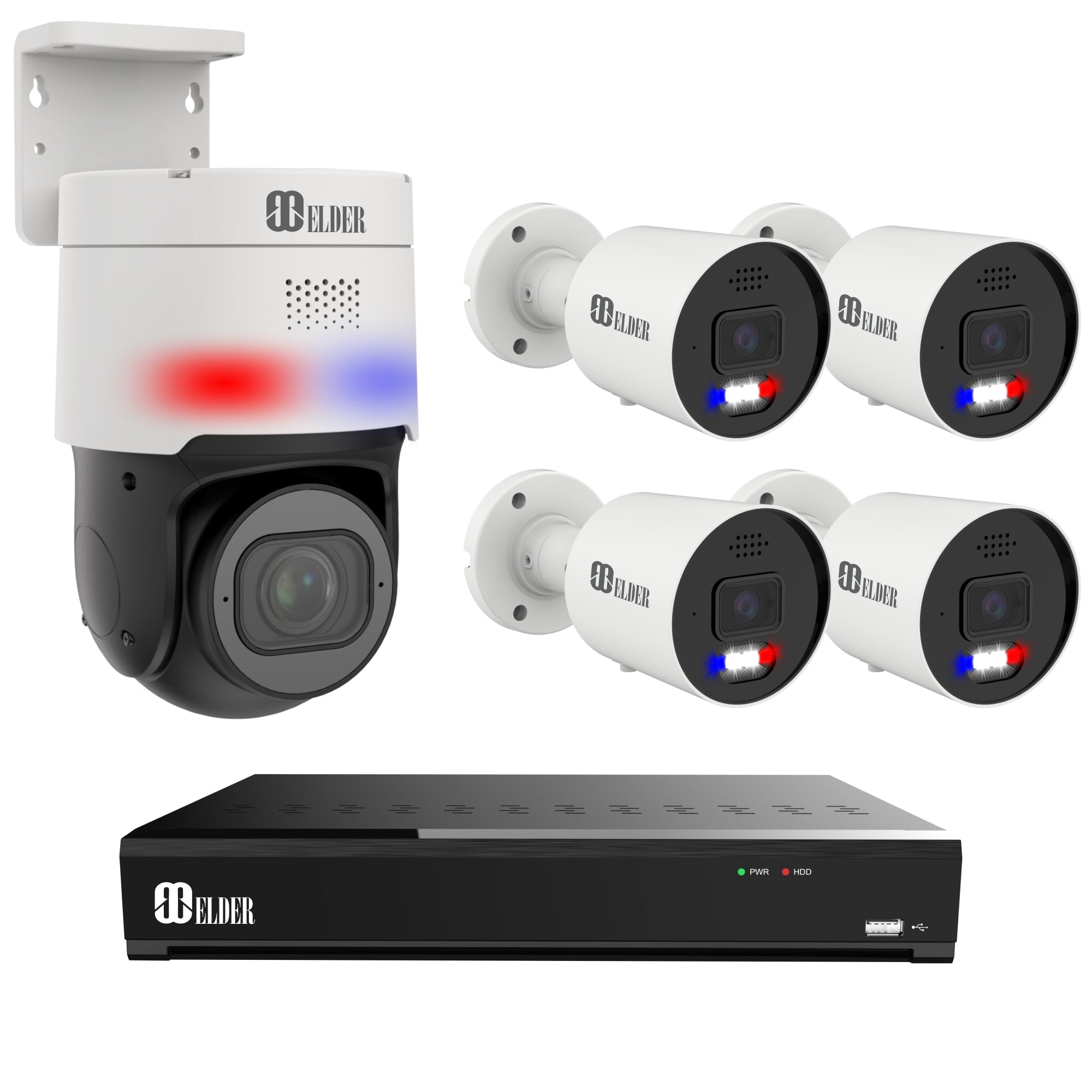 Elder AI Security Camera System PTZ 12MP NVR 8Ch PoE, 5-Camera 4K 30FPS ...