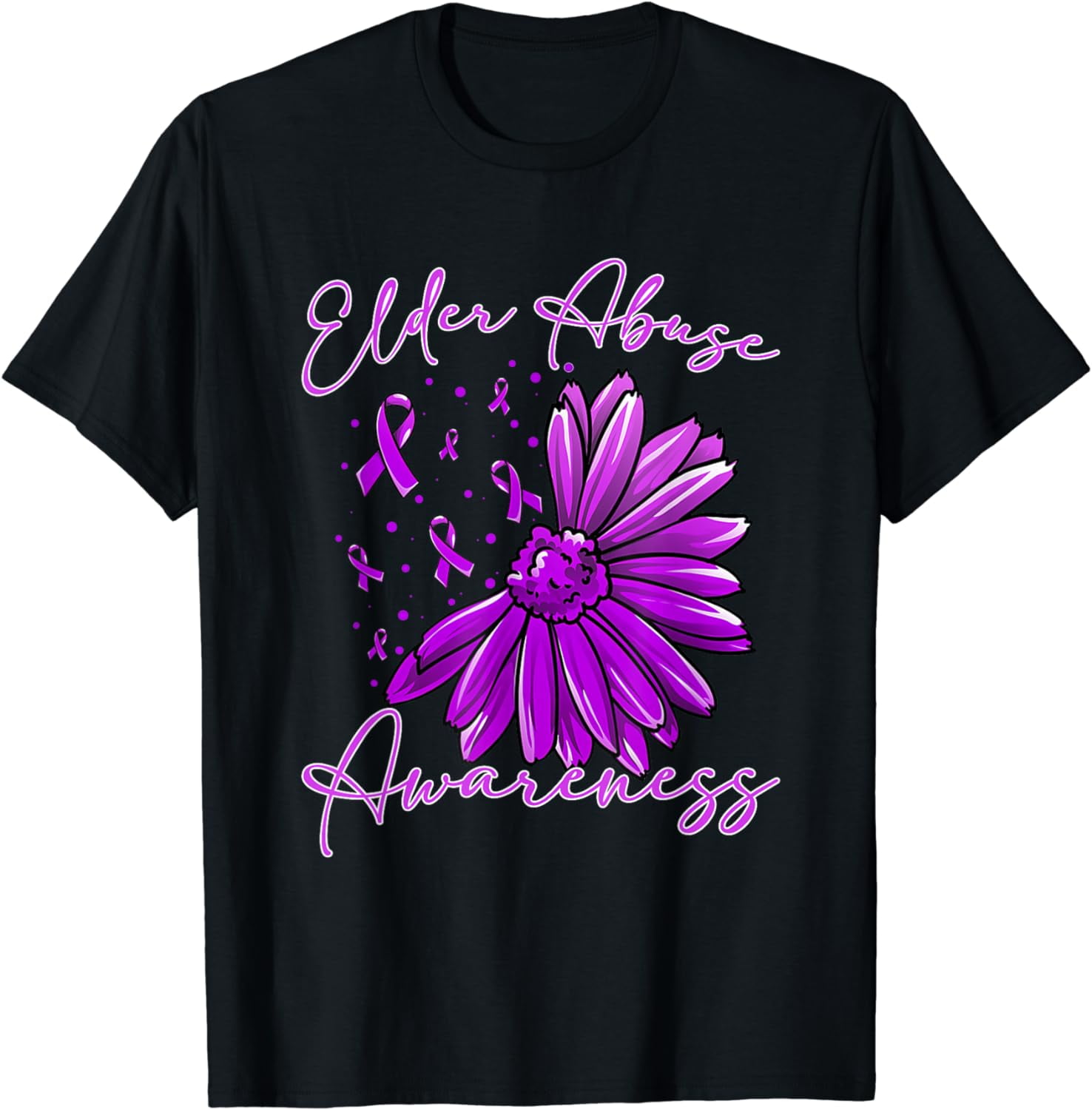 Elder Abuse Awareness Eldery Abuse Purple Ribbon Presents T-Shirt ...