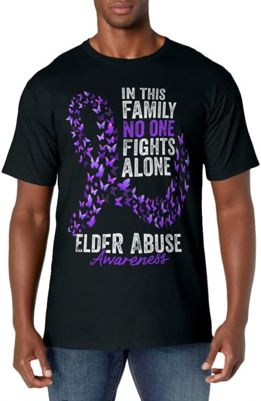 Elder Abuse Awareness Month Butterflies Purple Ribbon T-Shirt - Walmart.com