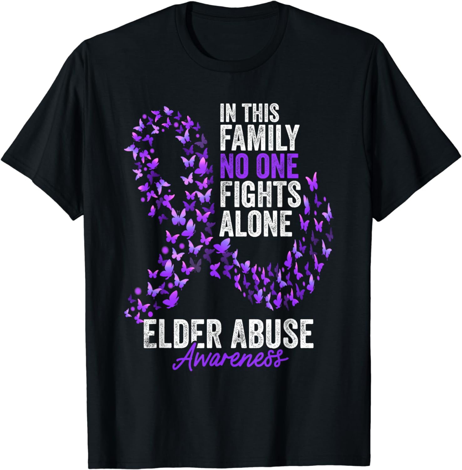Elder Abuse Awareness Month Butterflies Purple Ribbon T-Shirt - Walmart.com