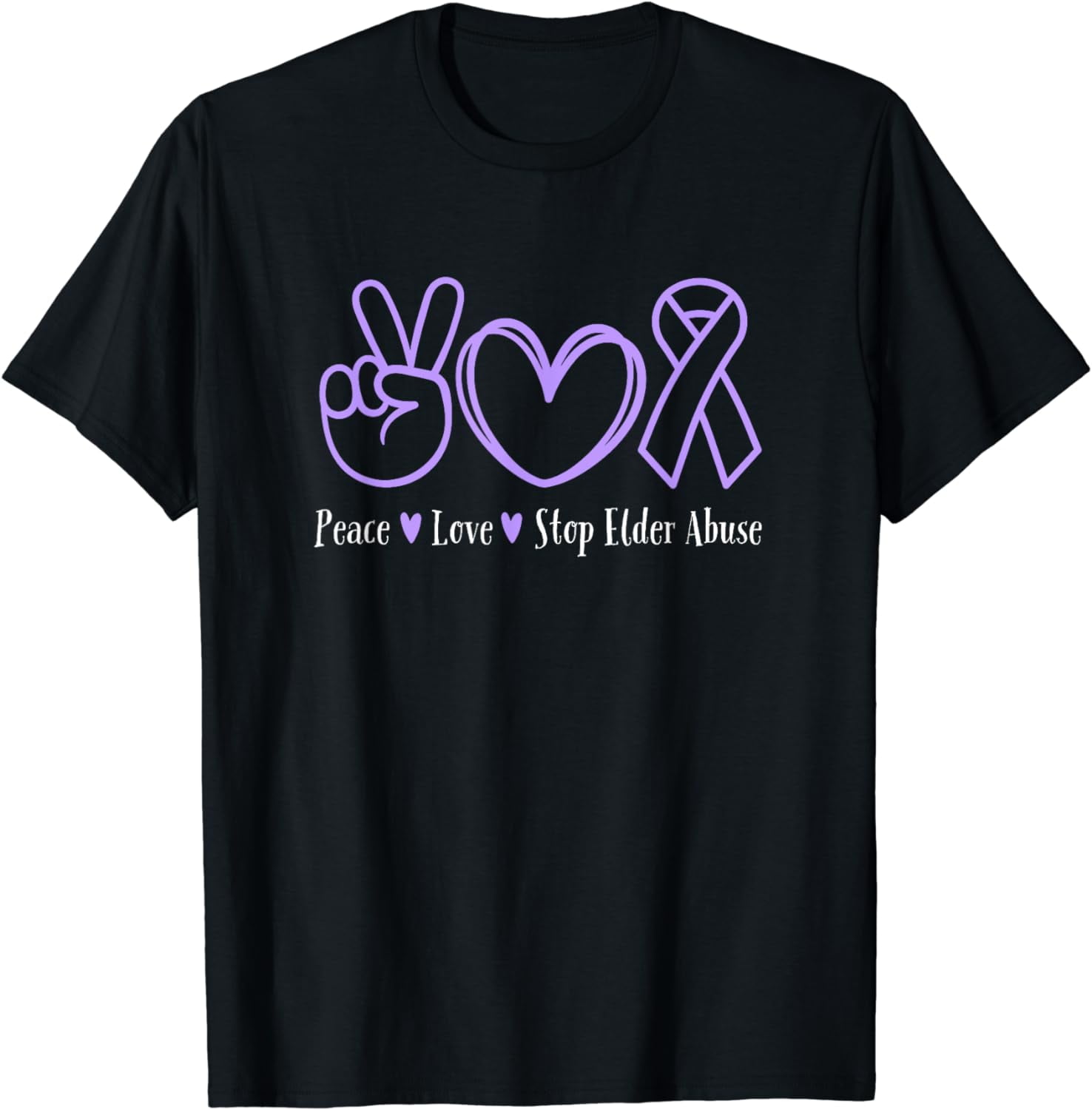 Elder Abuse Awareness Ribbon - Peace Love Stop Elder Abuse T-Shirt ...