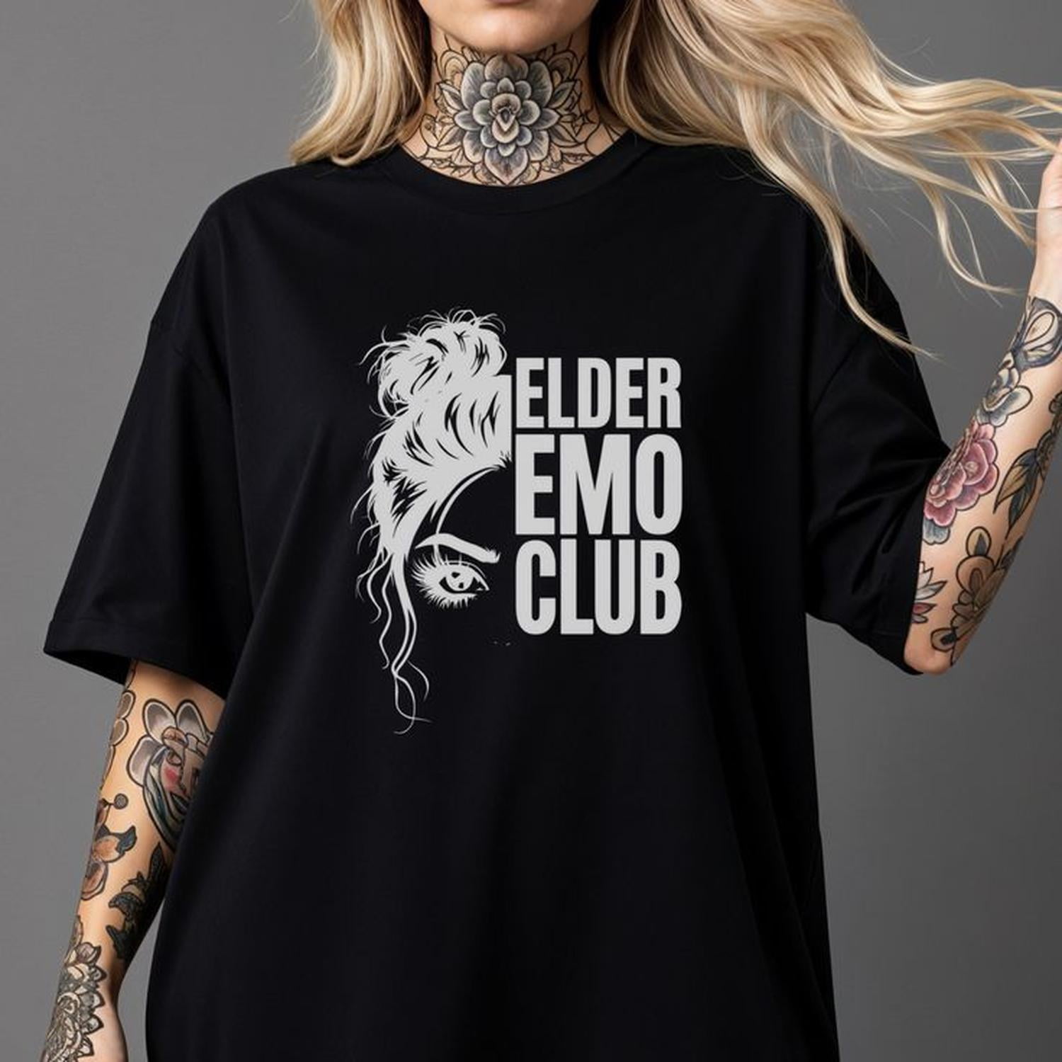 Elder Emo Club Half Women Face T-shirt _ Unisex Short Sleeve Tee ...