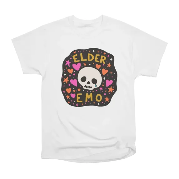 Elder Emo Skull Illustration T-Shirt Tee Gift For Him Merch For Her ...