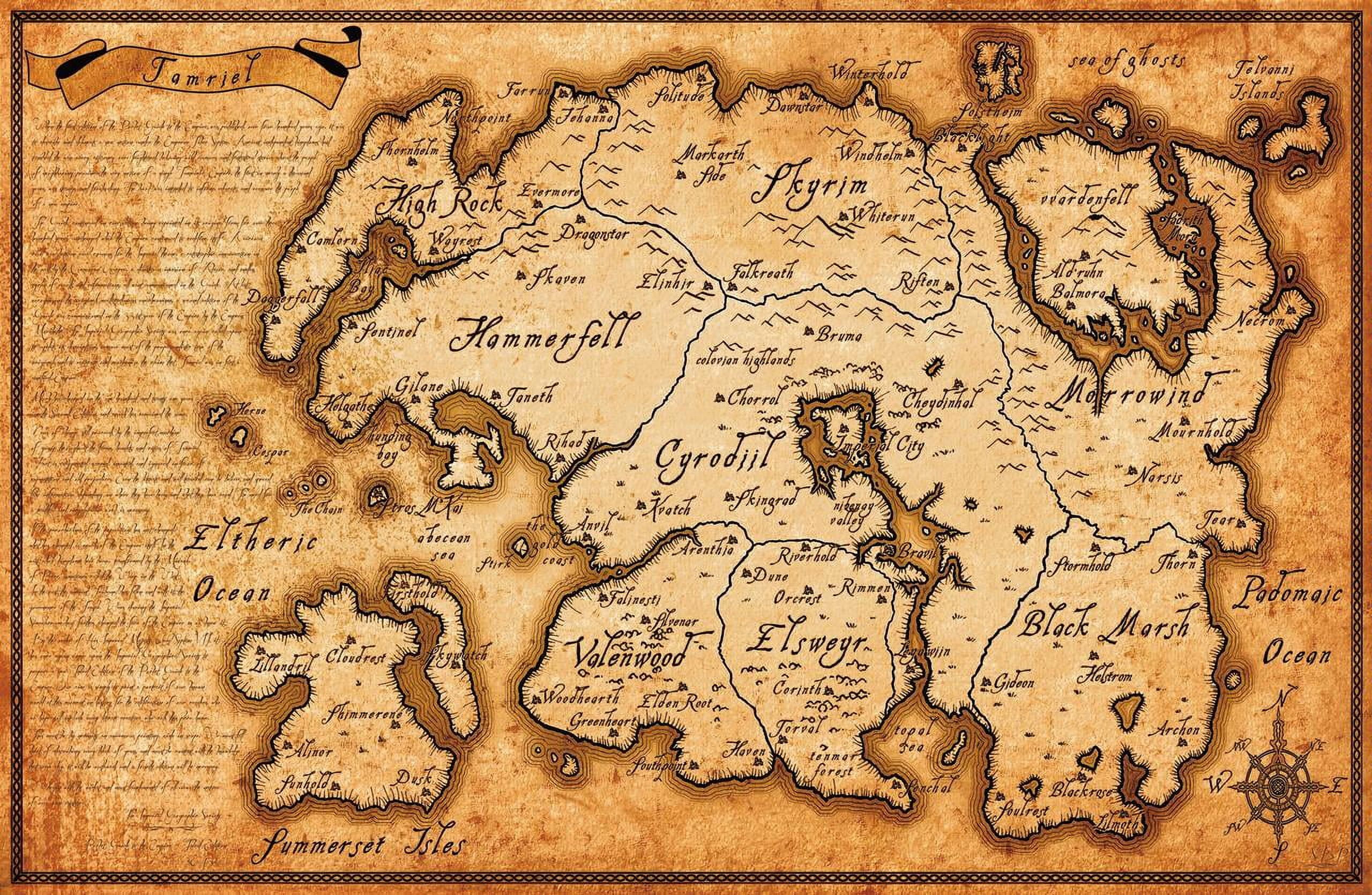 Elder Scrolls Map of Tamriel Poster Frameless Gift 12"x 18" (30cm x ...