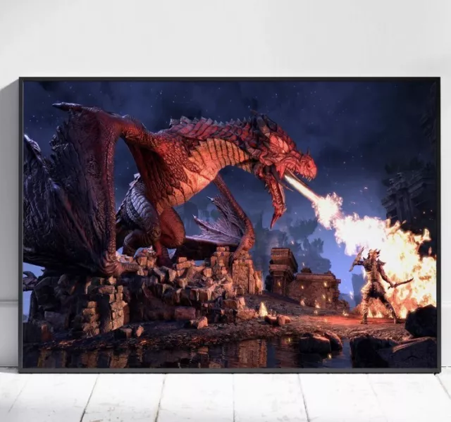 The Elder Scrolls V Skyrim Poster, Dragonborn Wall Art, Rolled Print 5 ...