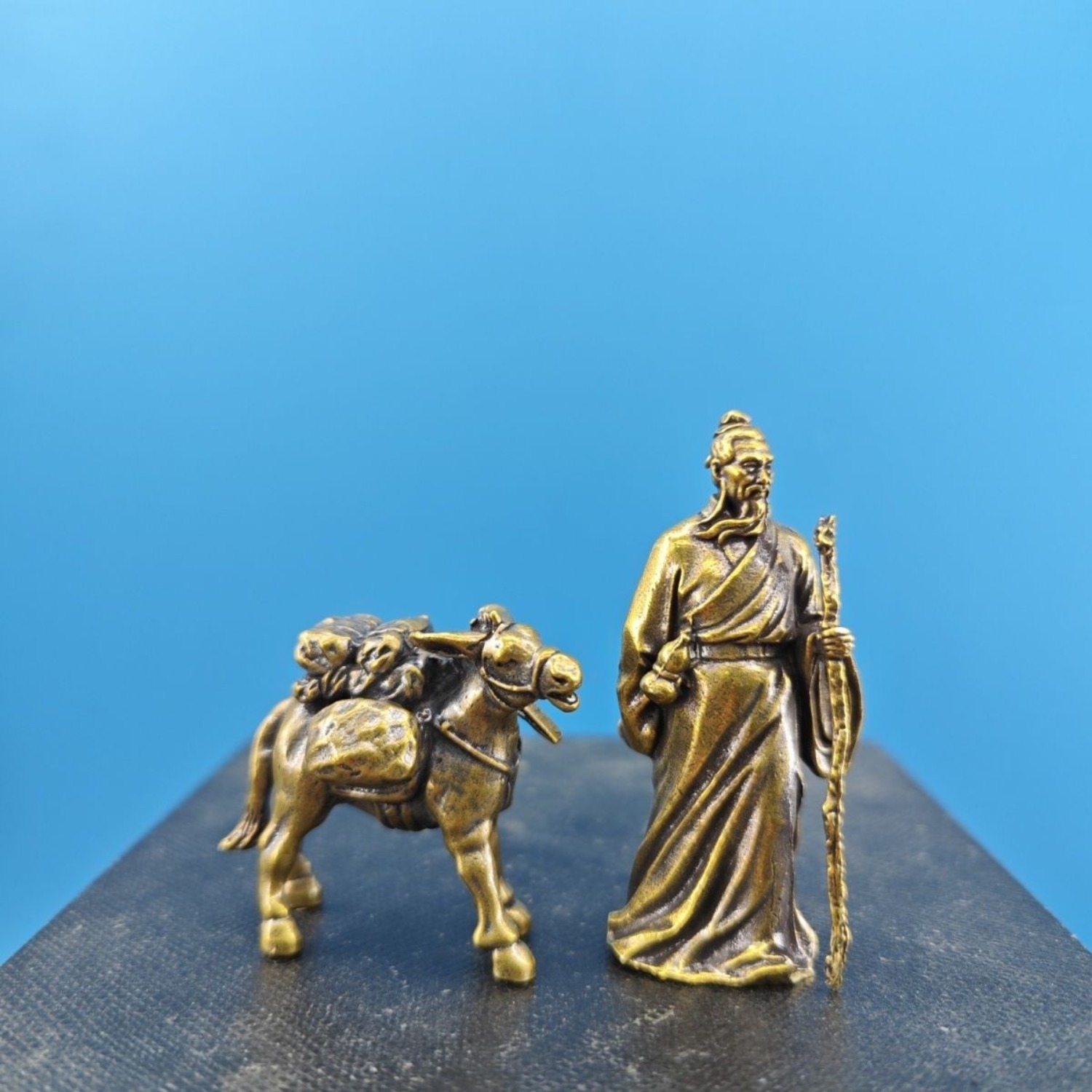 Elder and Donkey Figurine Set Miniature Landscape Decoration for Bonsai ...