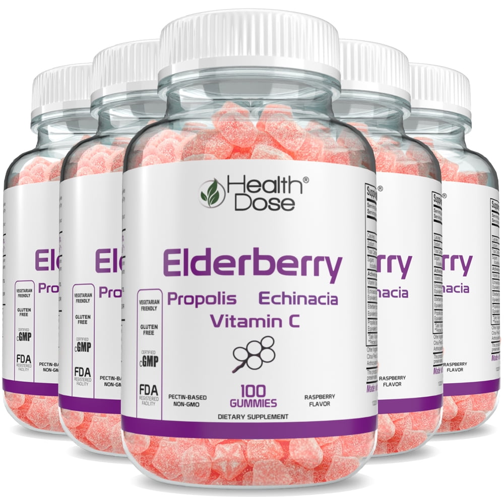 (5 pack) Elderberry Sambucus Gummy Vitamins Men & Women by Health Dose ...