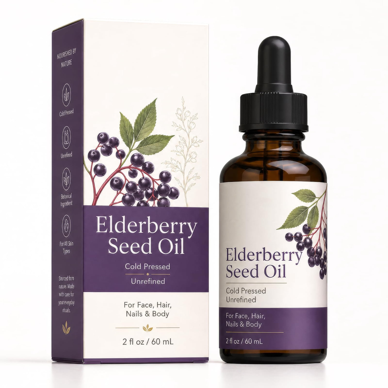 Elderberry Seed Oil - 2026 Upgraded Cold Pressed Elderberry Seed Oil ...