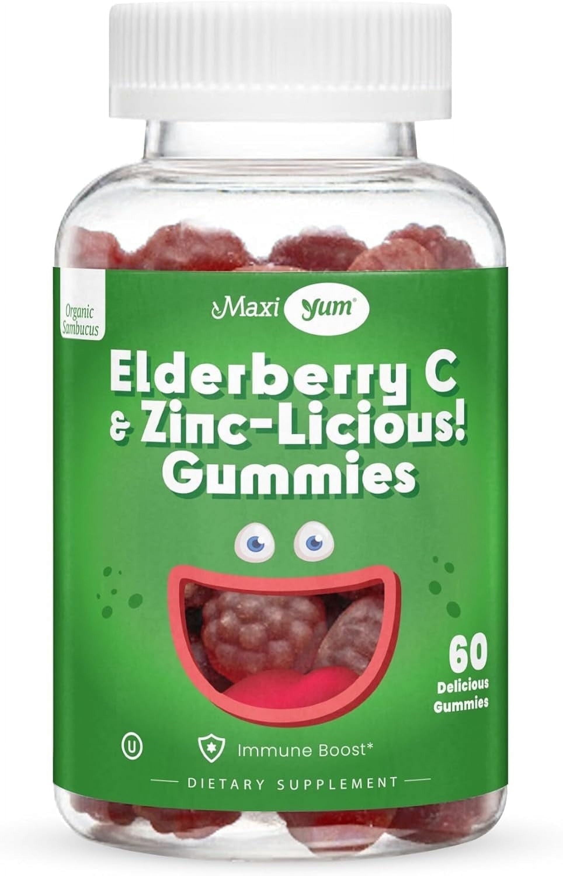 Maxi Health Organic Elderberry Zinc Gummies with Vitamin C – Vegan ...