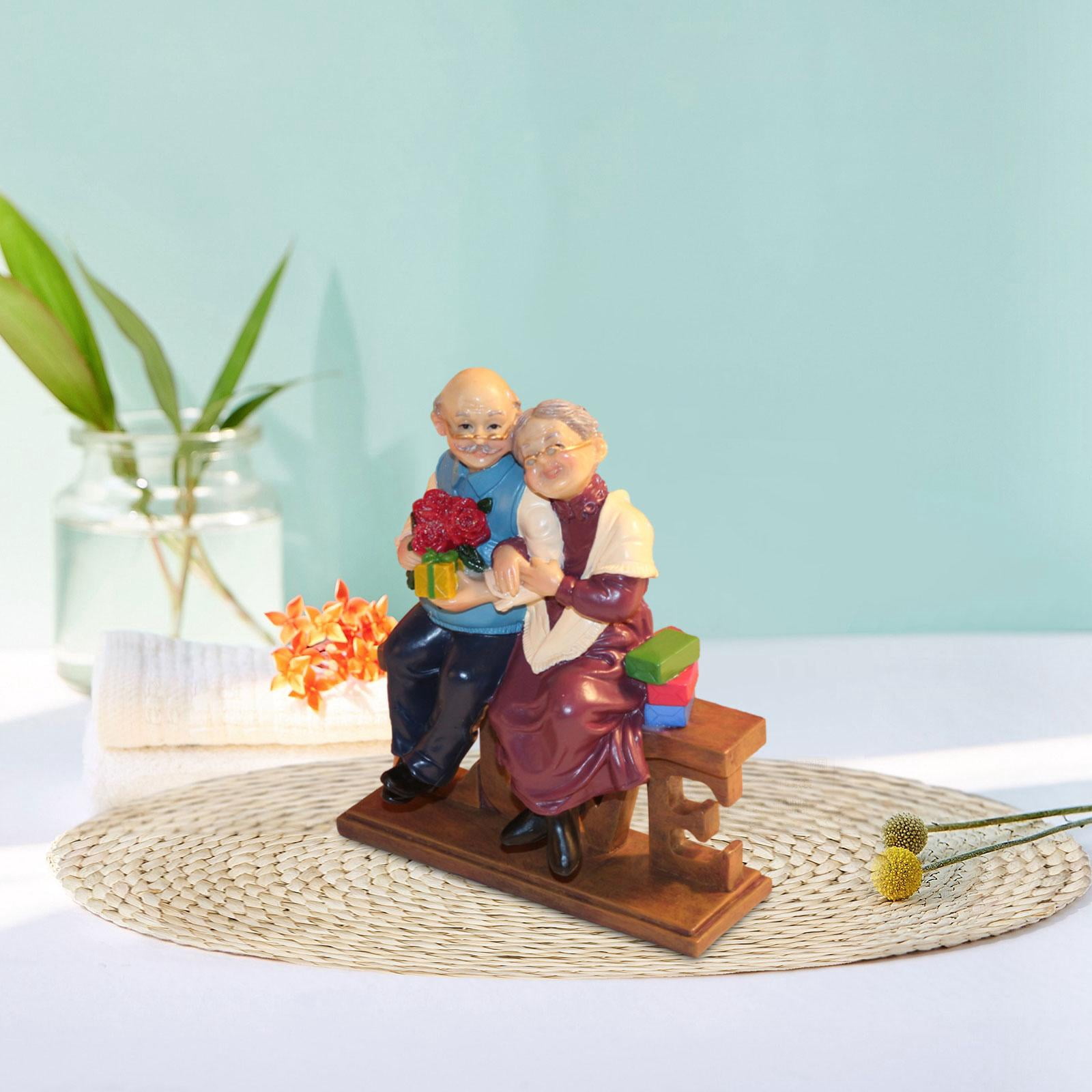 Elderly Couple Figurine Anniversary Statue Figurine Handmade Resin ...