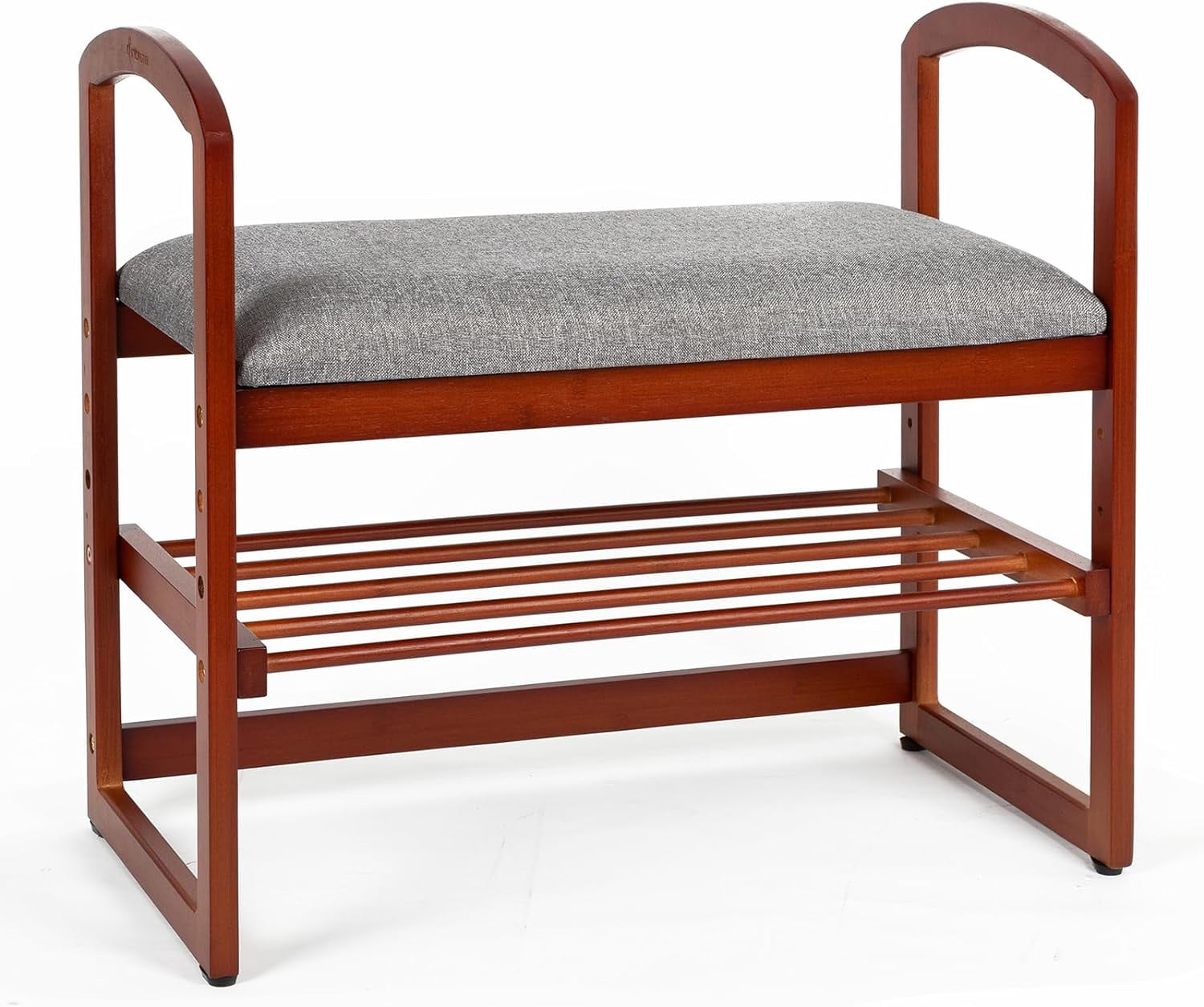 Elderly-Friendly Bamboo Shoe Bench with Armrests, Lightweight with 220 ...