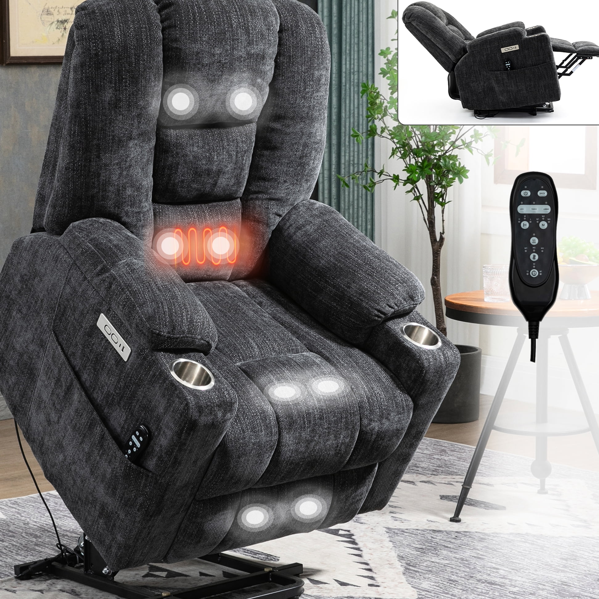 Elderly- Gray Power Lift Recliner Chair - Relaxing & Supportive. Robust ...