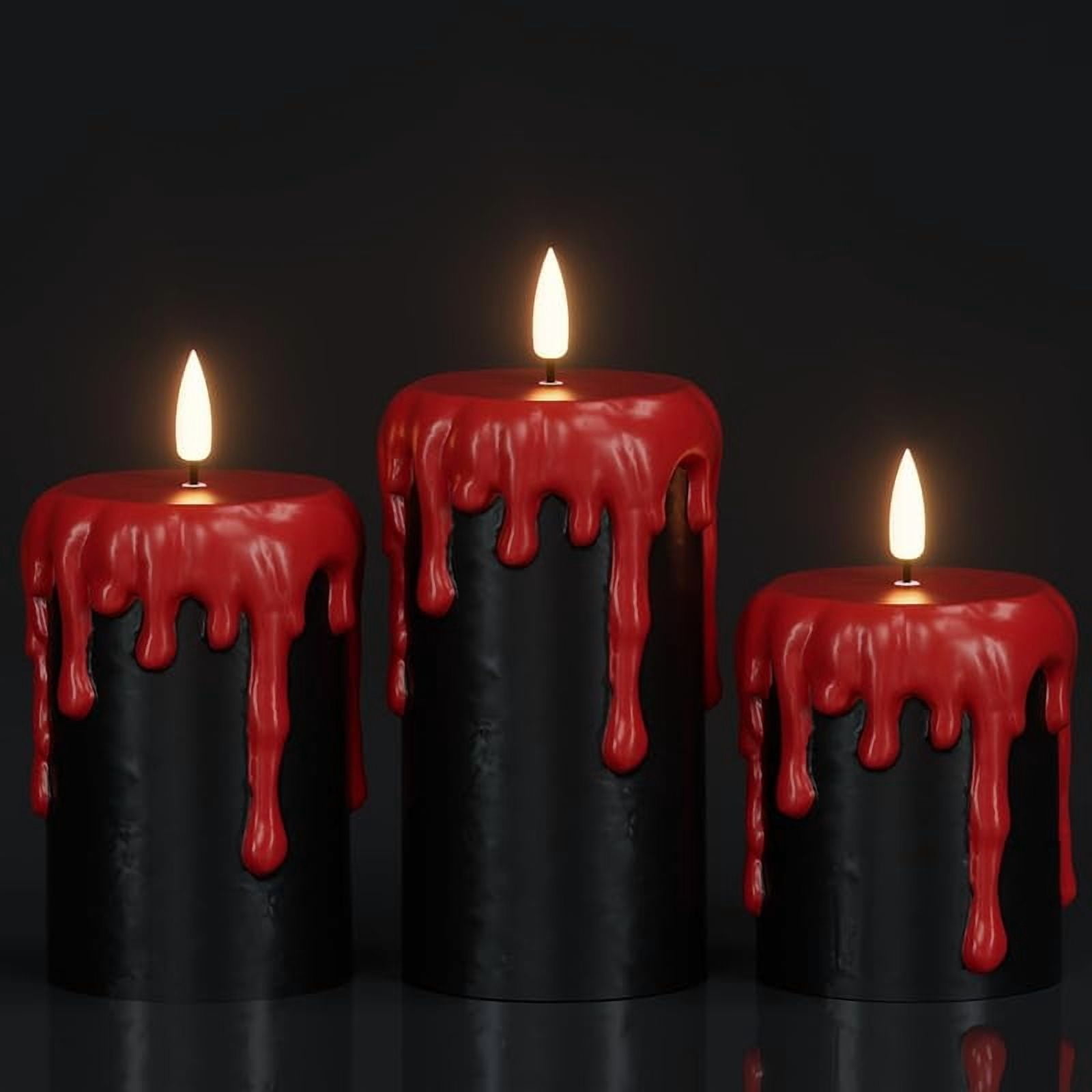 Eldnacele Halloween LED Flameless Flickering Candles Battery Operated with 6H Timer Skull Spider ...