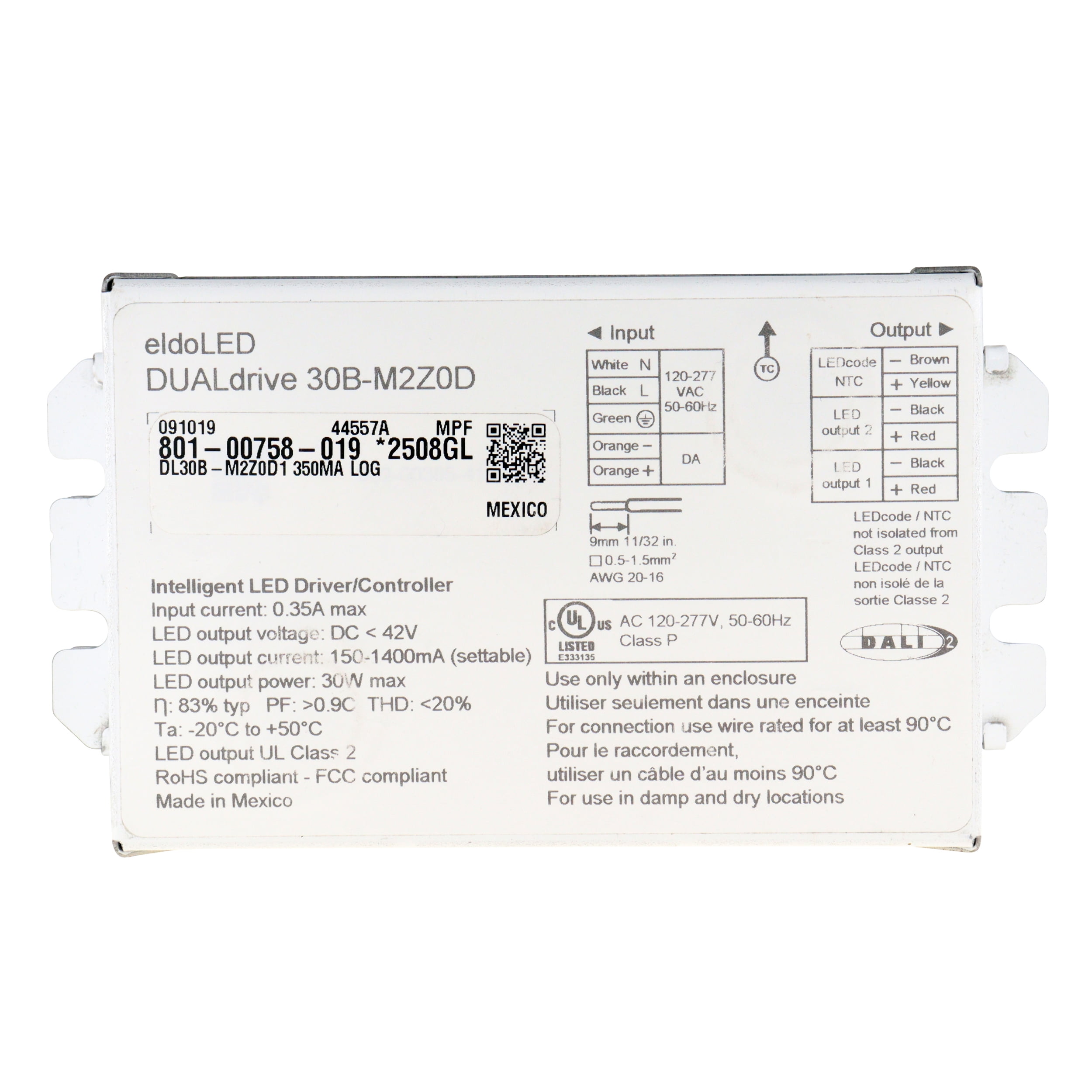 EldoLED DUALdrive-30B-M2Z0D Intelligent LED Driver/Controller, 42Vdc ...