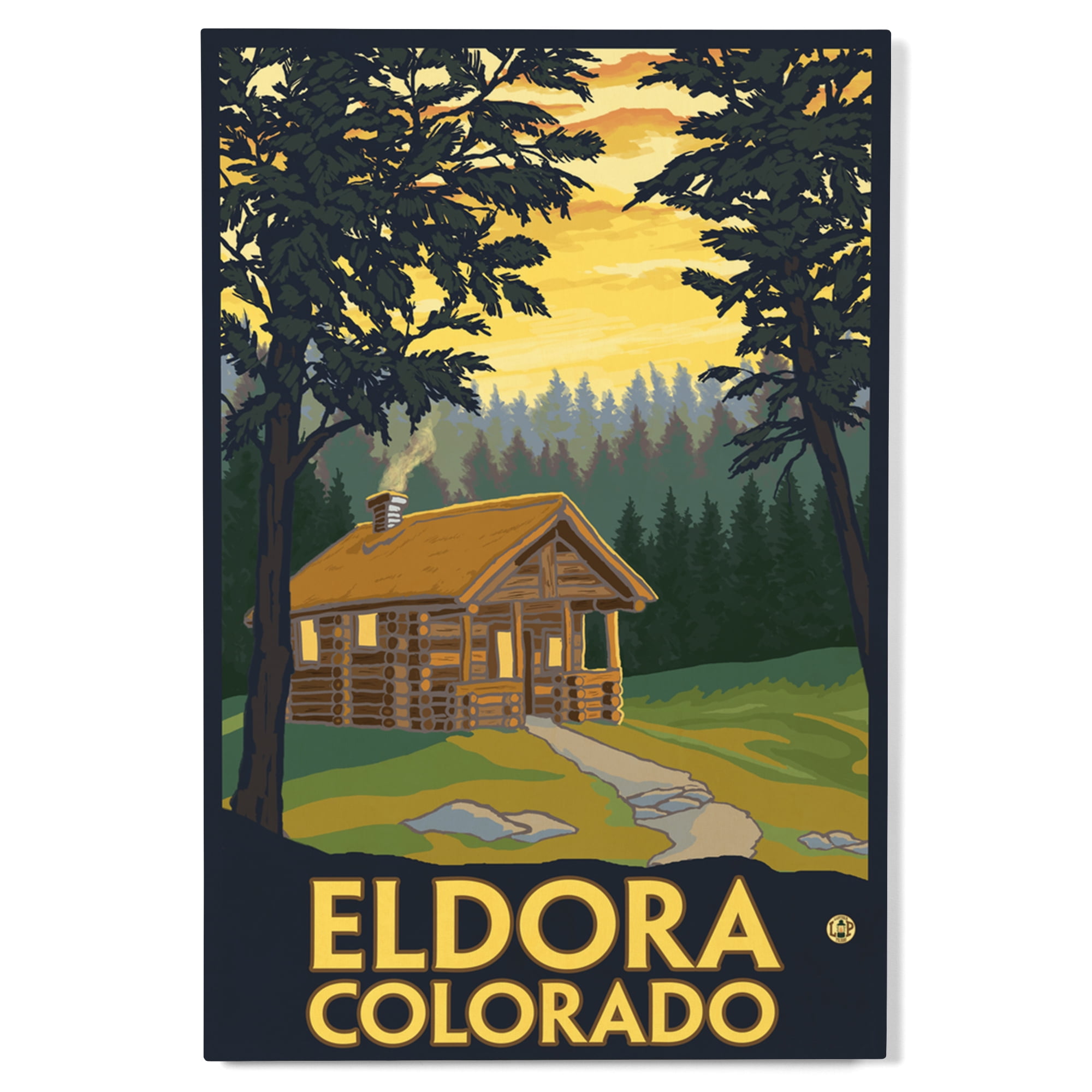 Eldora, Colorado, Cabin Scene Birch Wood Wall Sign (12x18 Rustic Home ...