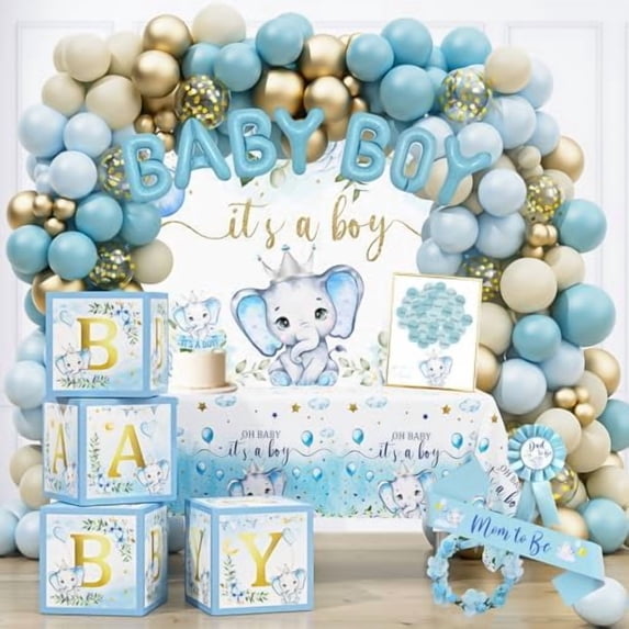 ElePHANT bABY sHOWER dECORATIONS FOR bOY, bLUE eLEPHANT bABY sHOWER ...