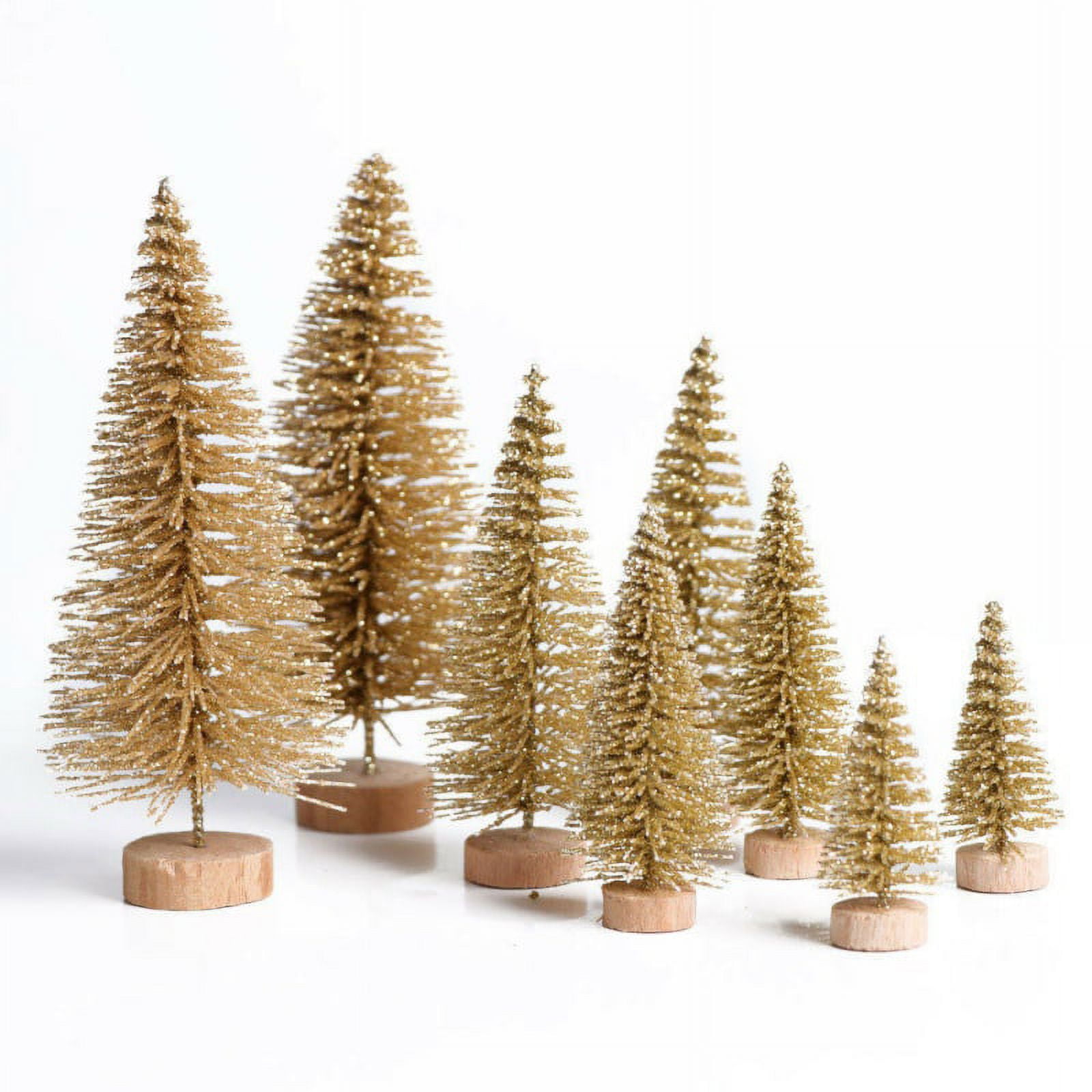 EleaEleanor Green/White/Gold 8PCS Small Mini Christmas Tree Set Table ...