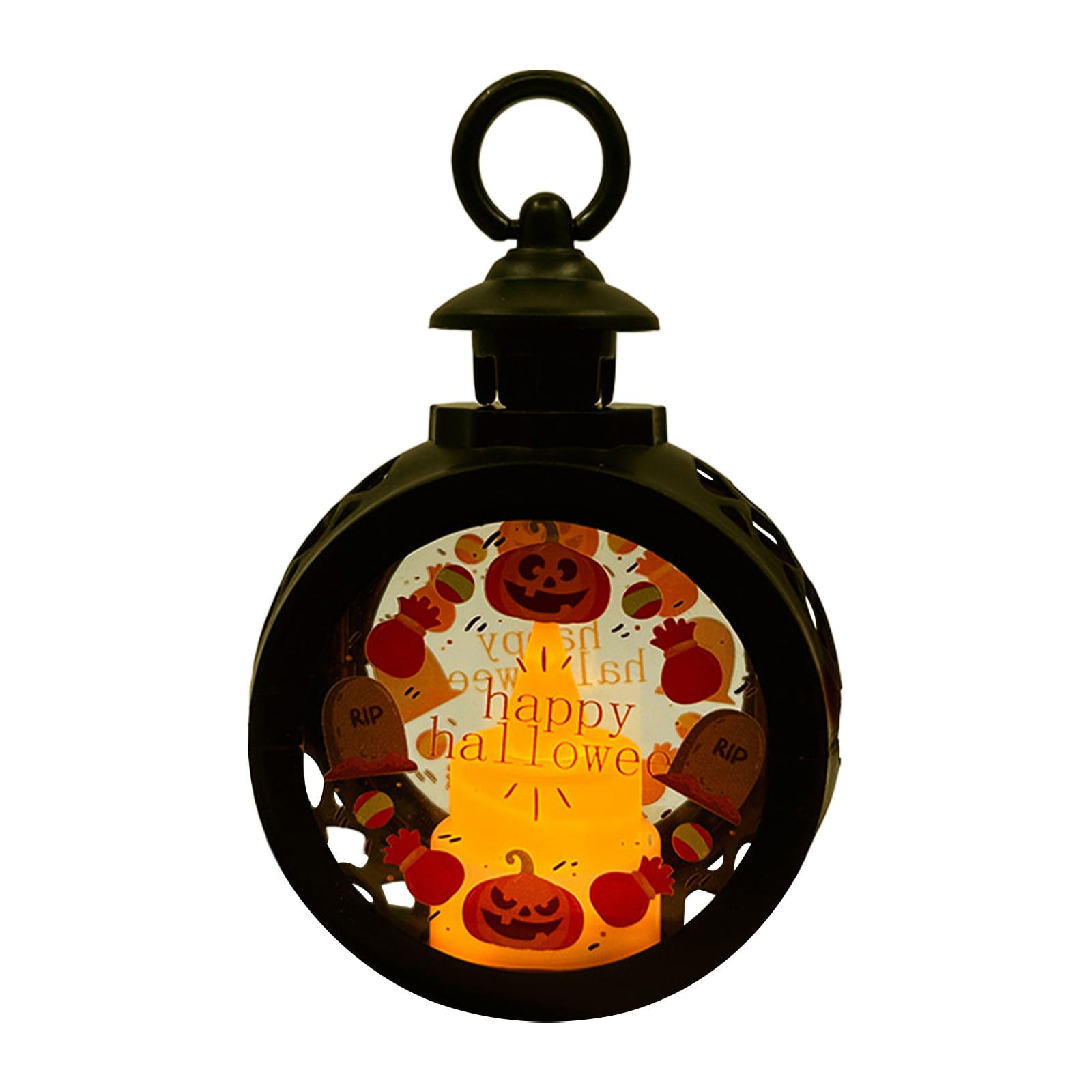 Elean Halloween Indoor Decor, Retro Pocket Watch-Shaped Transparent Lantern With Built-In ...