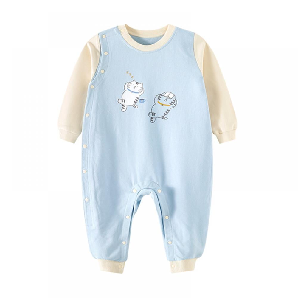 Eleanos Baby Girl Long-Sleeved Round Neck Jumpsuit Cartoon Printed Suit ...