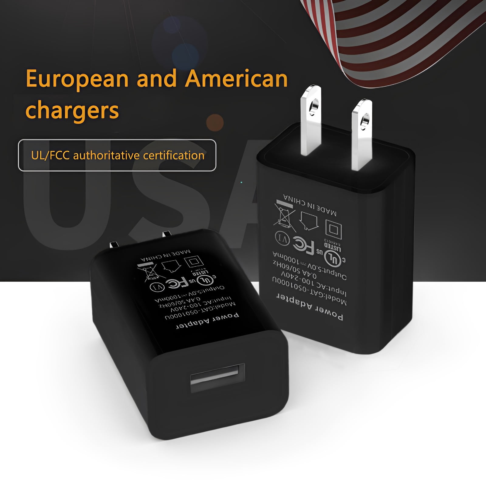 Eleanos UL/FCC Certified USB Wall Charger Plug Power Supply 5v 1A ...
