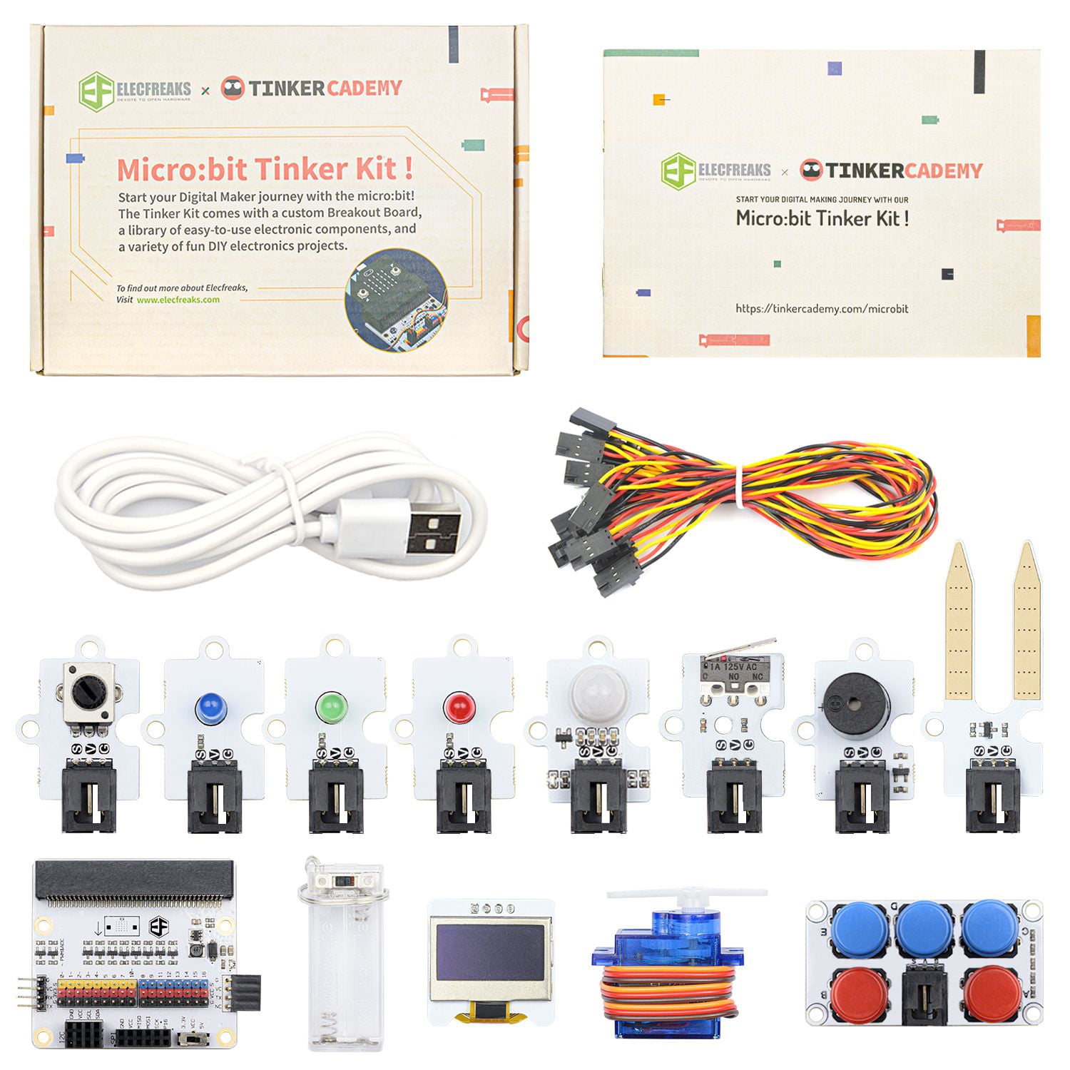ElecFreaks Micro:bit Tinker Coding Kit, DIY Programmable STEM Educational Classroom Teaching ...
