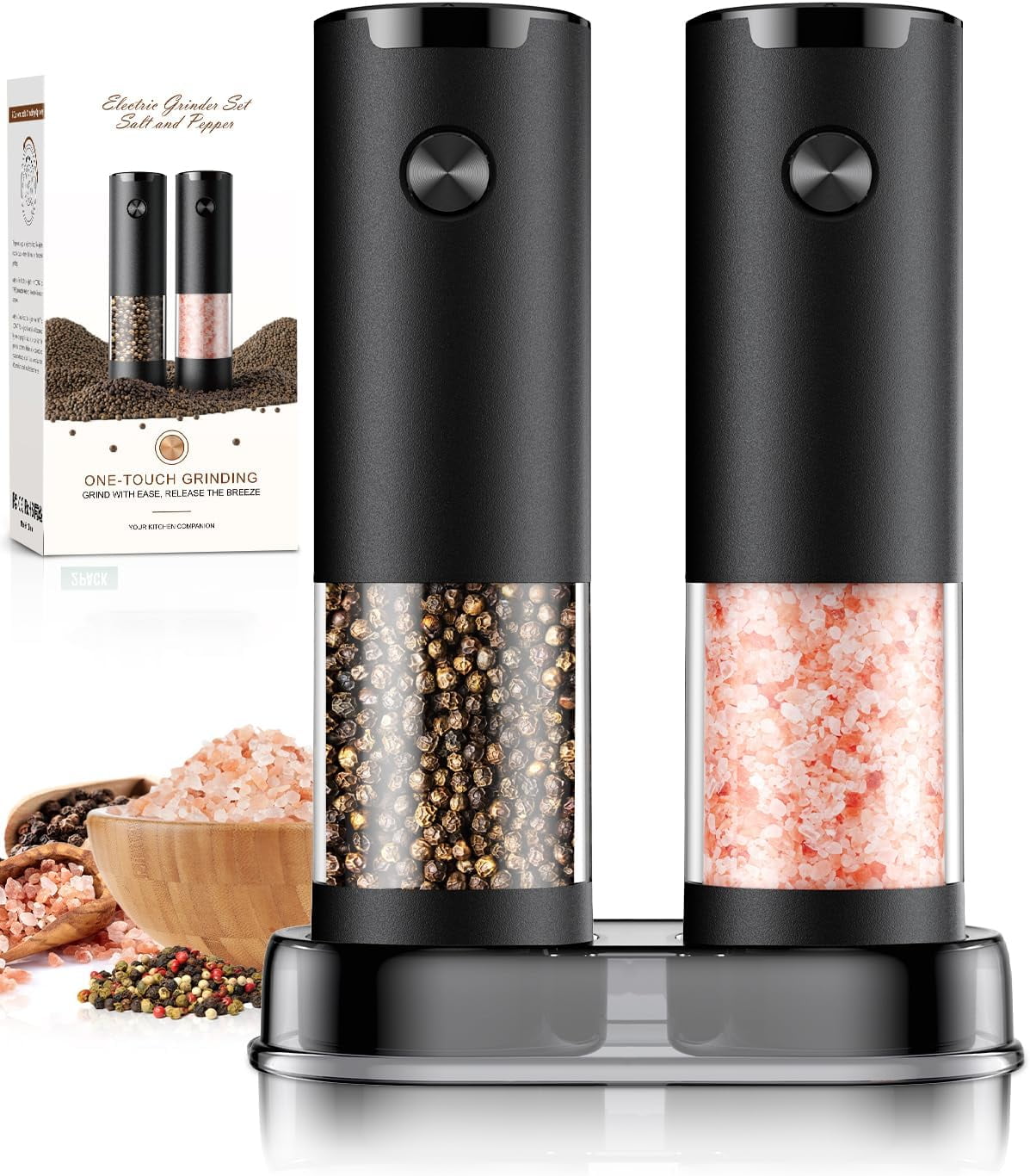 Elecic Salt and Pepper Grinder Set Automatic Battery Pepper Mill ...