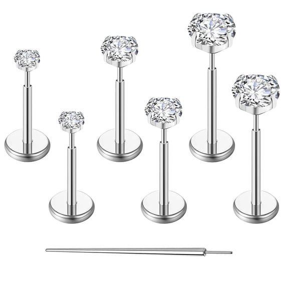Elecost 16G Flat Back Earrings Stud G23 Titanium Threadless Tragus ...