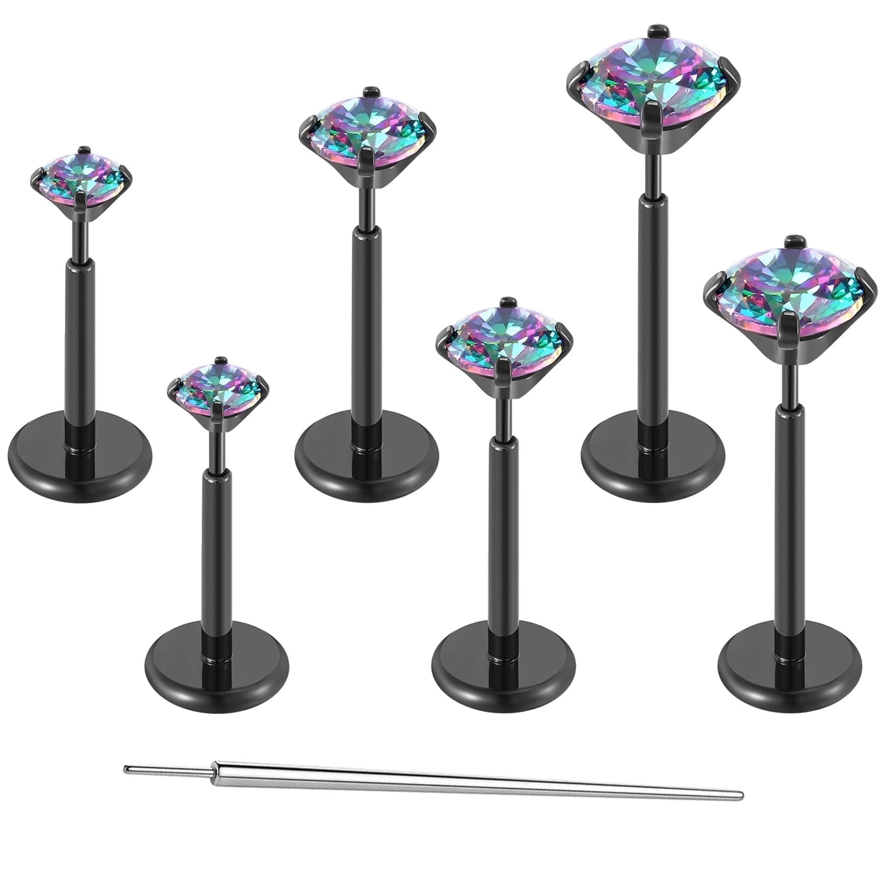 Elecost 16G Flat Back Earrings Stud G23 Titanium Threadless Tragus ...