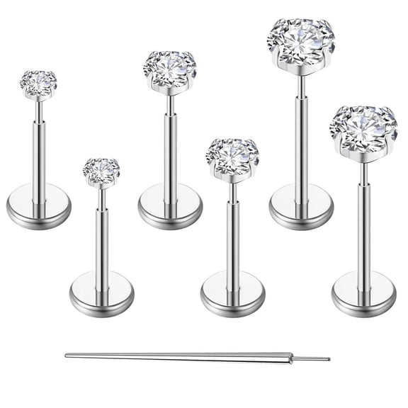 16G Stud Earrings Flat Back - G23 Titanium Internal Thread Cartilage ...