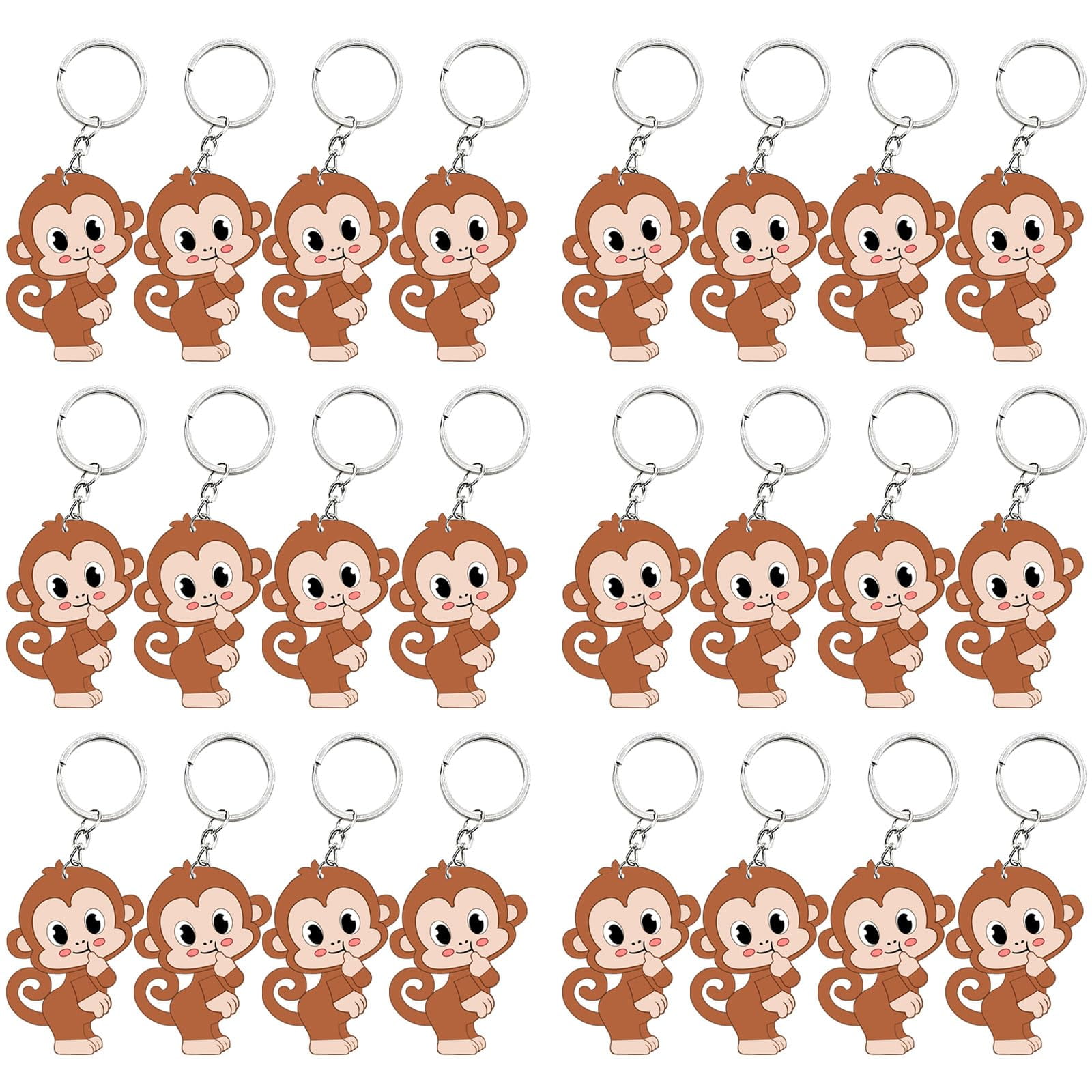 Elecrainbow 24 Pack Monkey Keyring Pack Party Favor for Safari Party ...