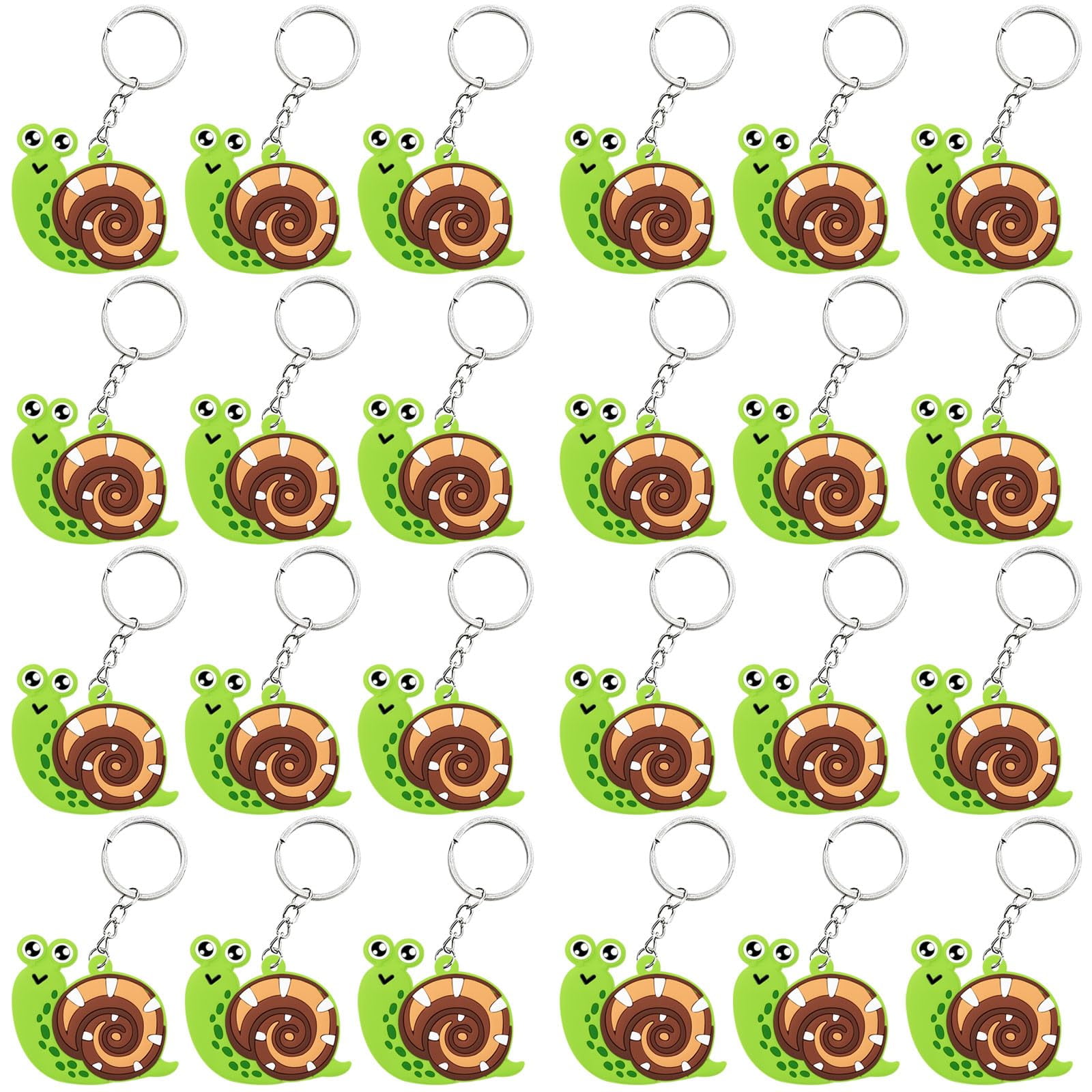 Elecrainbow 24 Pack Snail Keyring Pack Party Favor for Safari Party ...