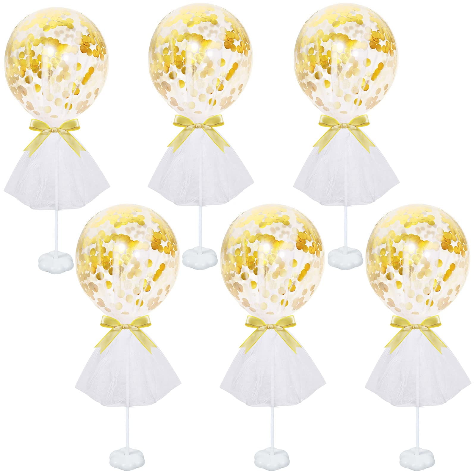 Elecrainbow 6 Pack Gold KEF16 White Tutu Tulle Balloon Centerpieces Set ...
