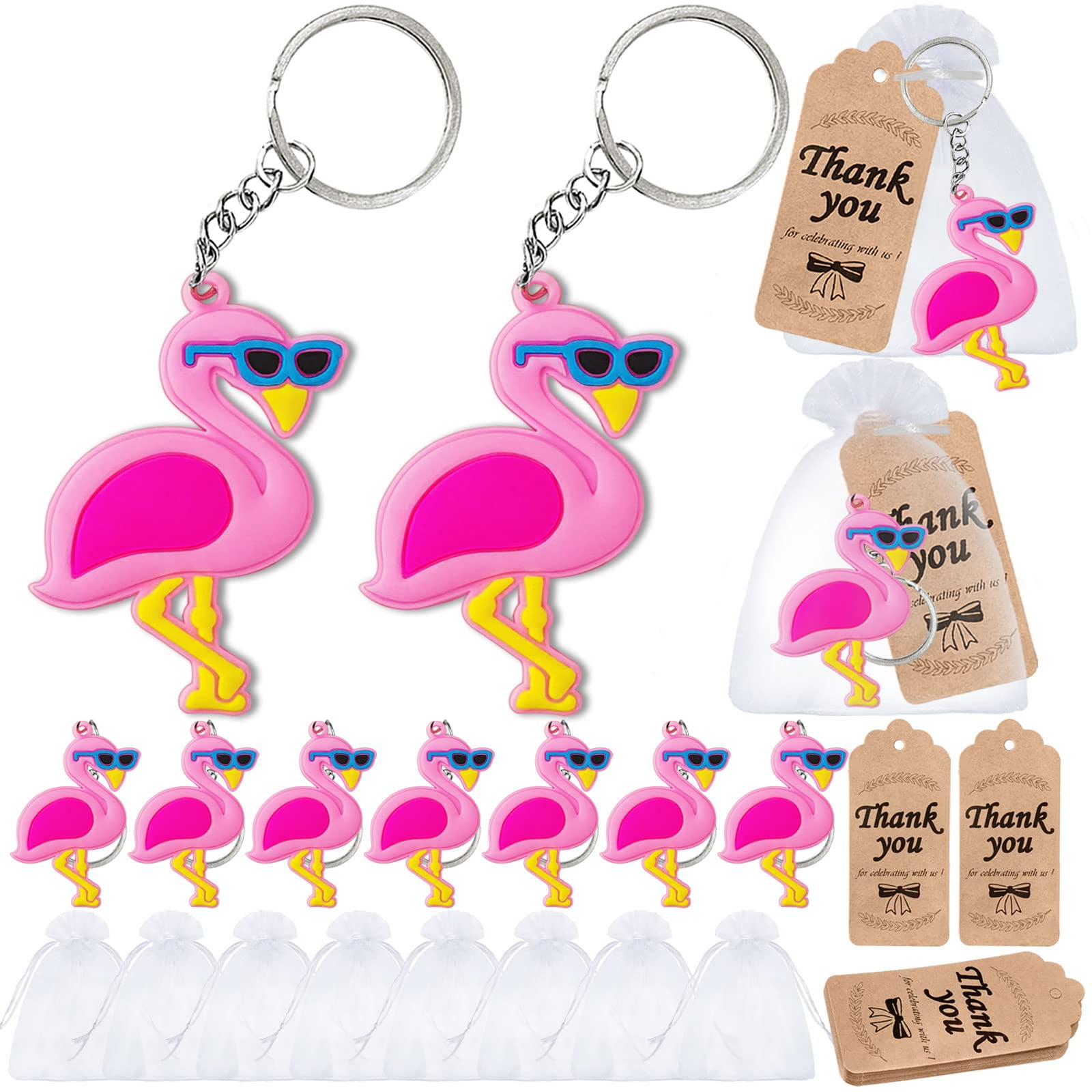 Elecrainbow 60 Pack Flamingo SAF21 Party Favors Include Tags and Bags ...