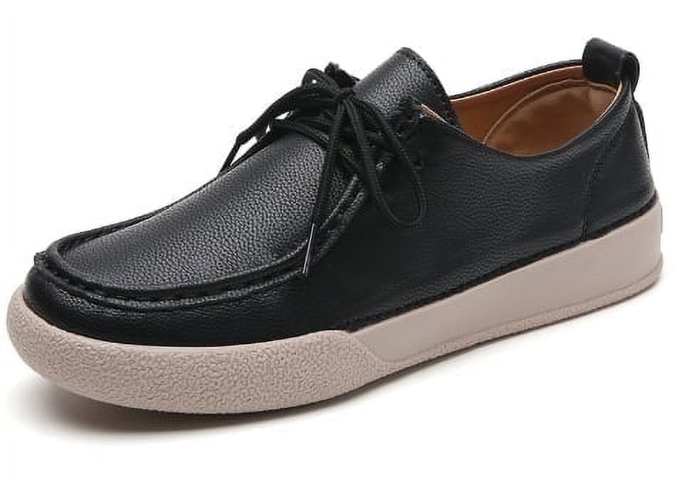 Elecsop Boat Shoes, Faux Leather Lace Up Slip on Women Loafers ...