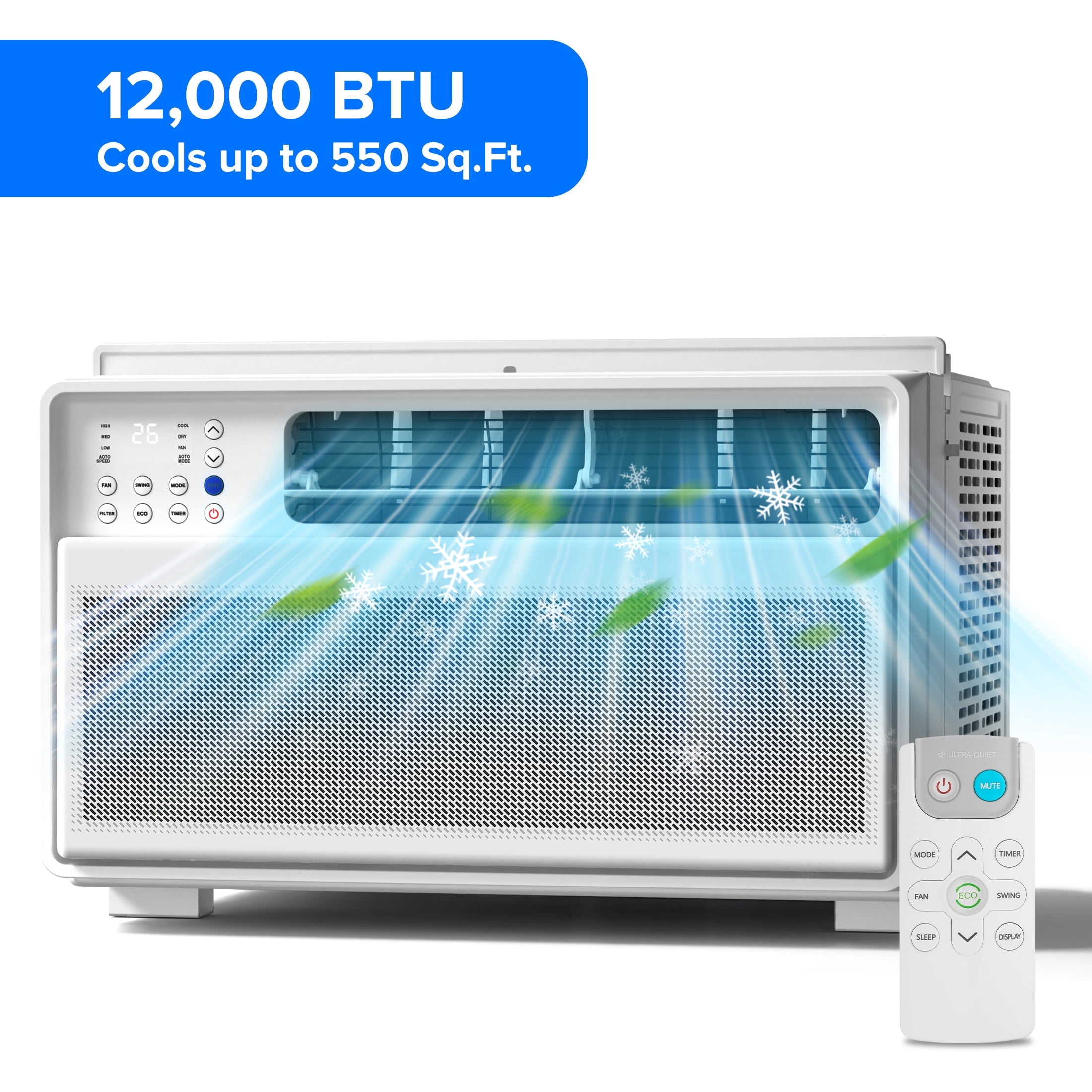 Electactic 12,000 BTU 115V Window Air Conditioner, for Small Room AC ...