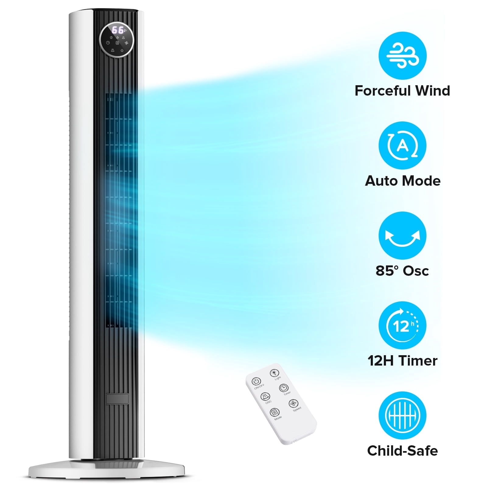 Electactic 35" Oscillating Tower Fan, Bladeless Floor Fan with Remote ...