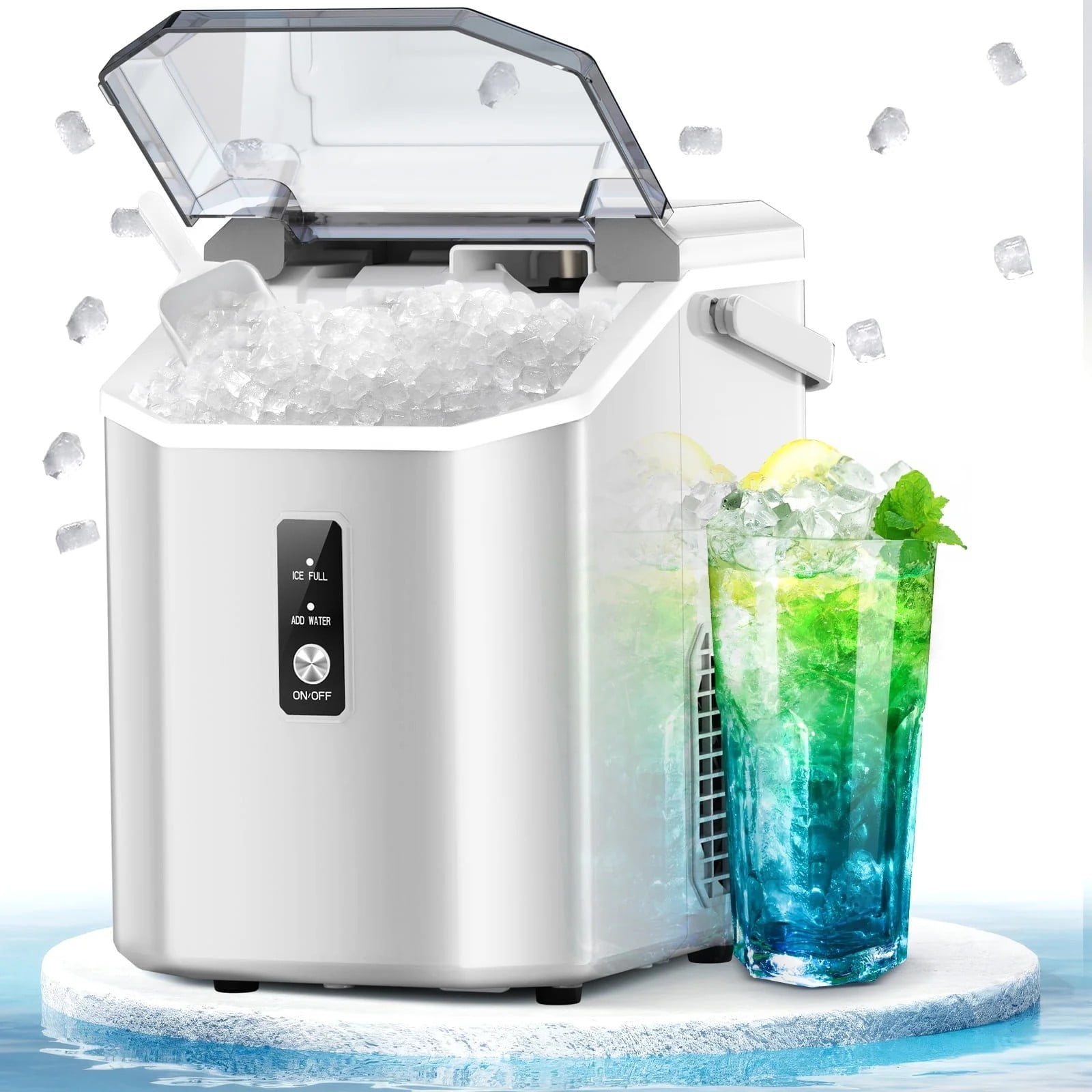 Electactic Nugget Countertop Ice Maker with Soft Chewable Ice 35Lbs/24H ...