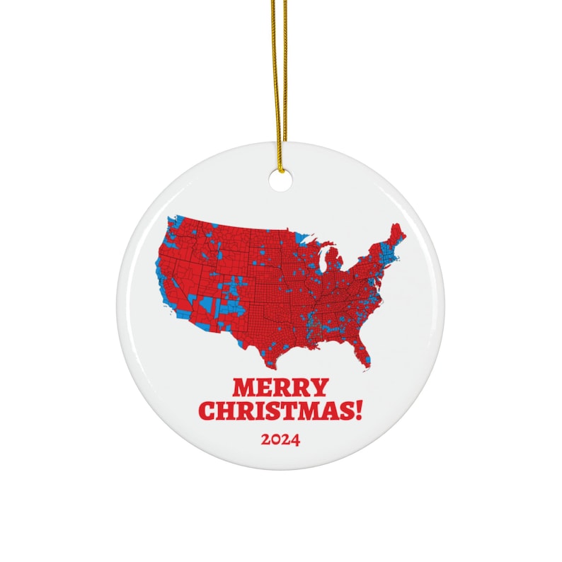 Election Map Red Wave Ceramic Christmas Ornament Trumptp 2024 Political ...