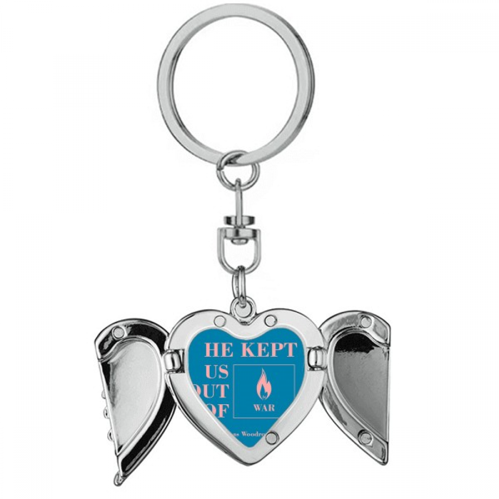 Election Slogan Keep War Away Heart Angel Wing Key Chain Holder ...