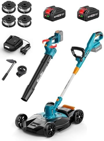 Electric 12" Lawn Mower and Leaf Blower Combo Kit, 3 in 1 Cordless Weed ...