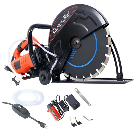 Electric 14" Cut Off Saw Wet/Dry Concrete Saw Cutter with Water Line ...