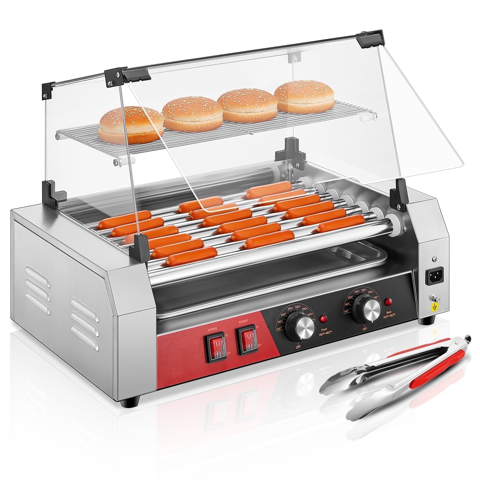 Electric Hot Dog Roller, 18-24 Hot Hogs, 7 Roller Grill Cooker Machine ...