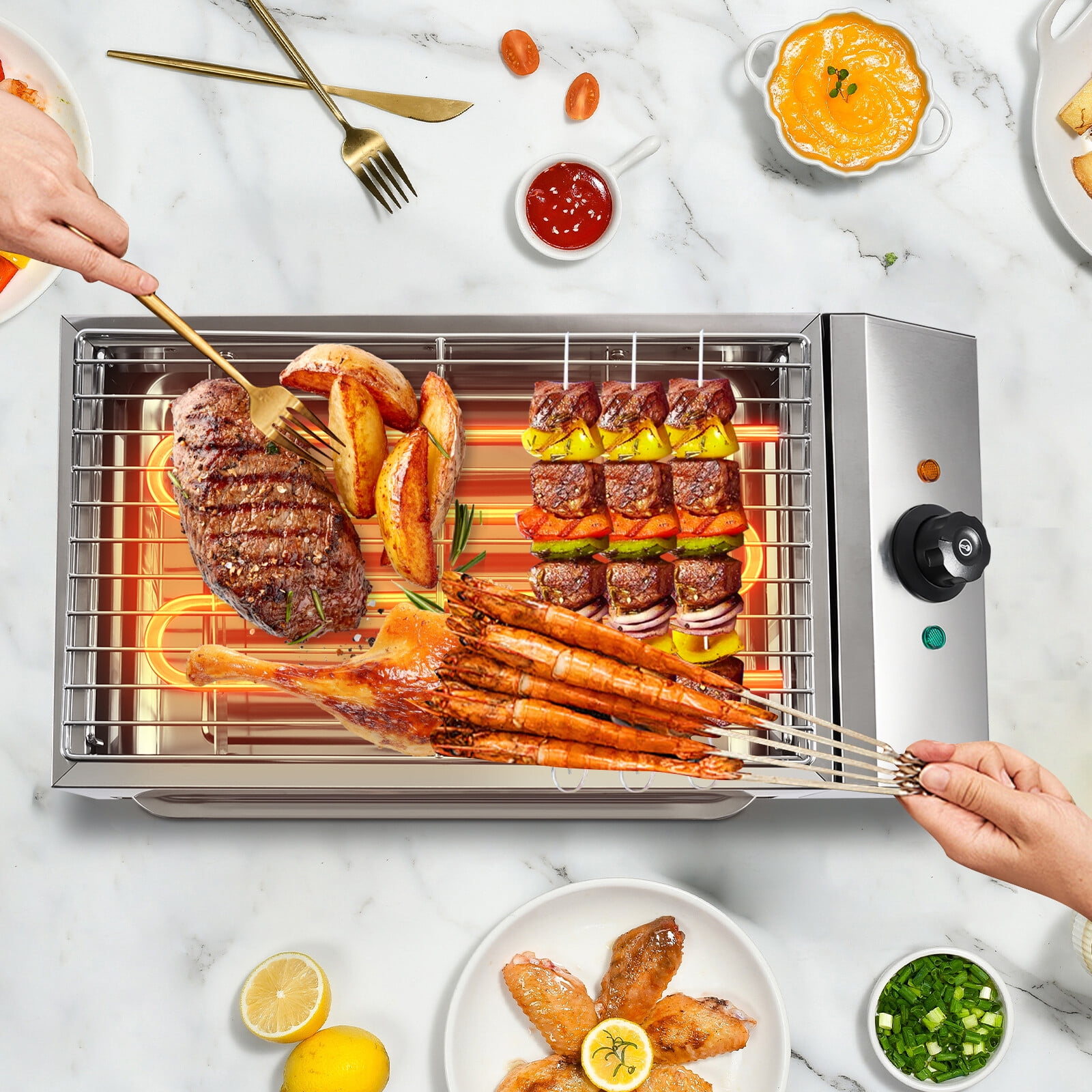 Electric 1800W Griddle Flat Top Grill Hot Plate BBQ Countertop ...