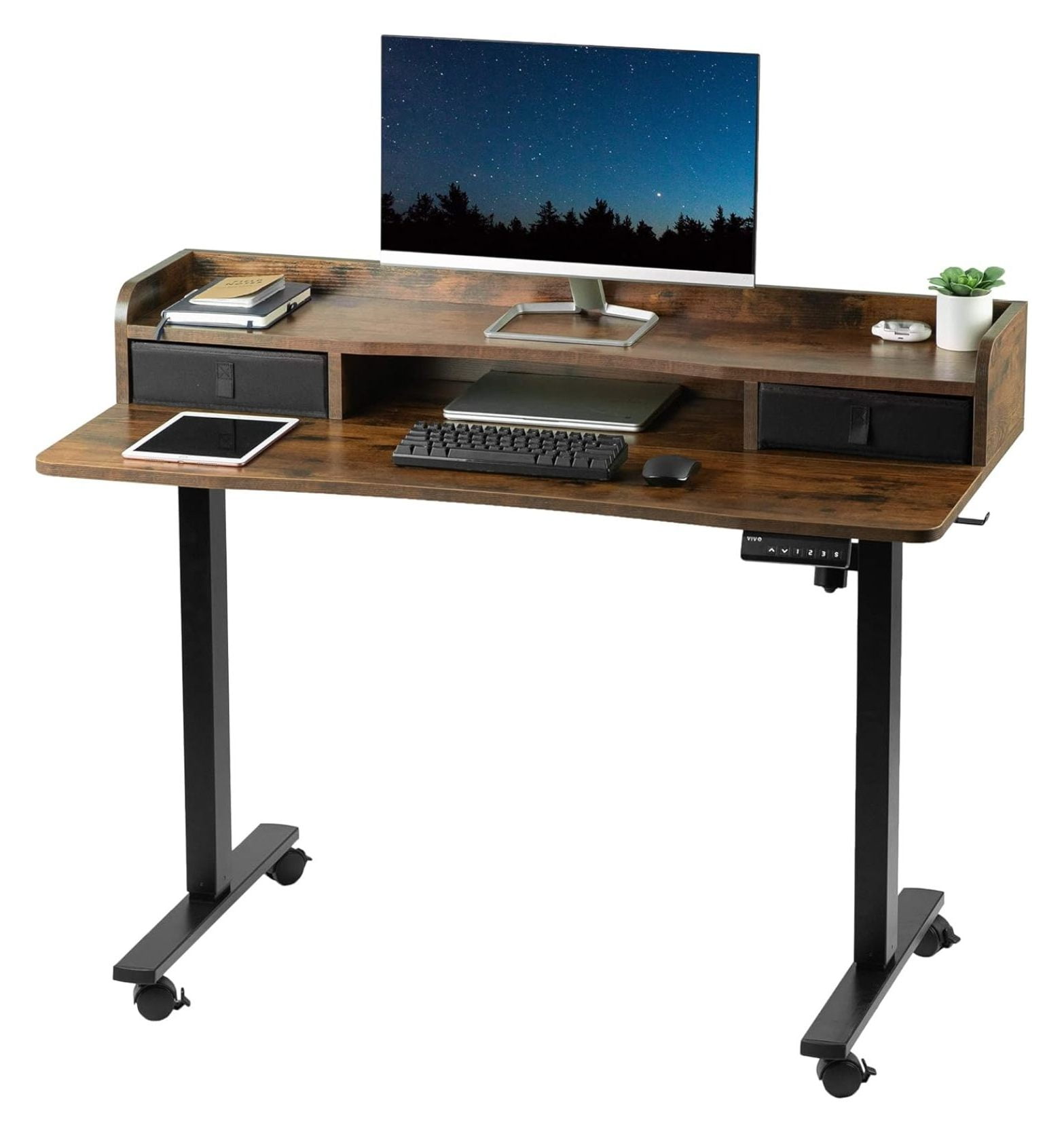 Electric 2-Tier Height Adjustable x 24 inch Stand Up Desk, Mobile ...