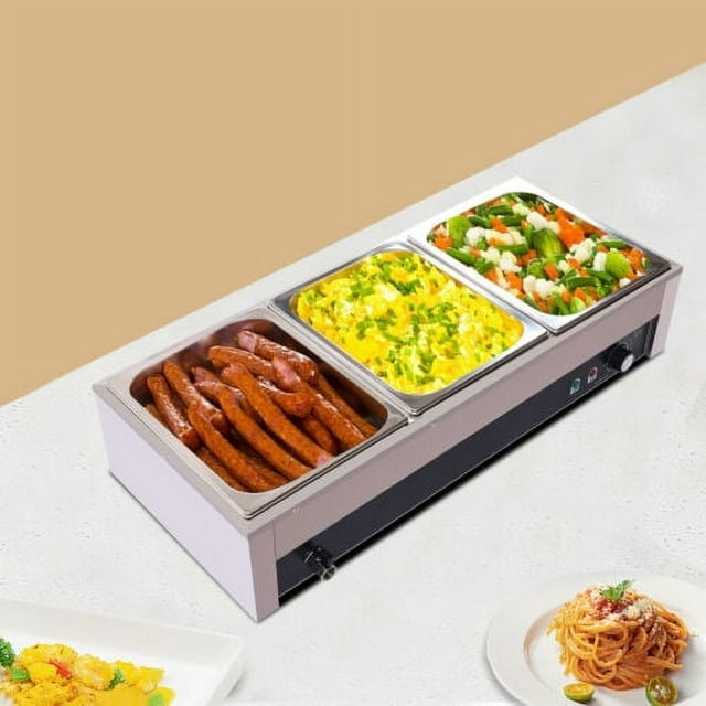 Electric 3-Pan Commercial Food Warmer Steam Table Buffet Bain Marie ...