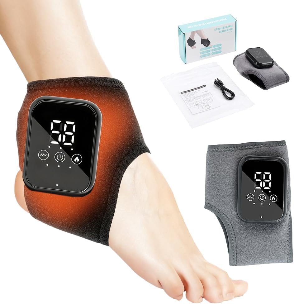 Electric 3-in-1 Foot Massager with Heat, Wireless Portable Ankle Wrap ...