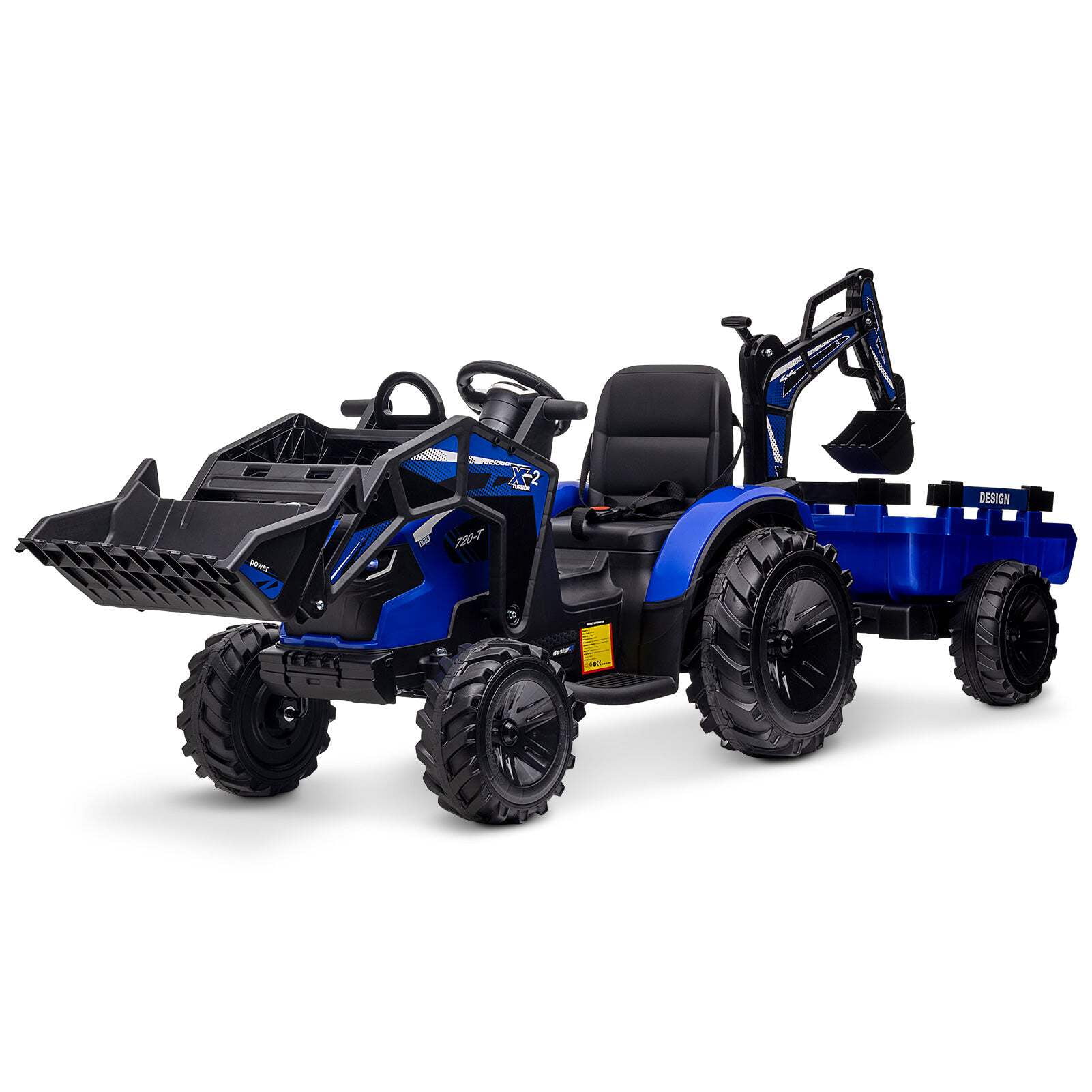 Electric 3-in-1 Kids Ride On Tractor with Remote Control - Excavator ...