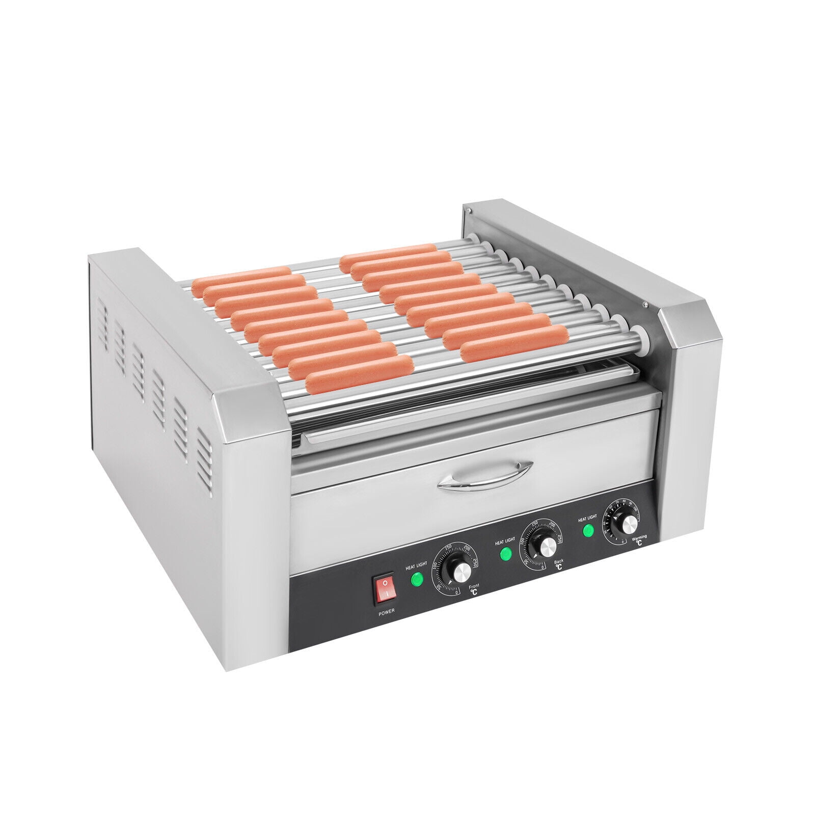 Electric 30 Hot Dog 11 Roller Grill Cooker Machine w/Bun Warmer 1560W ...